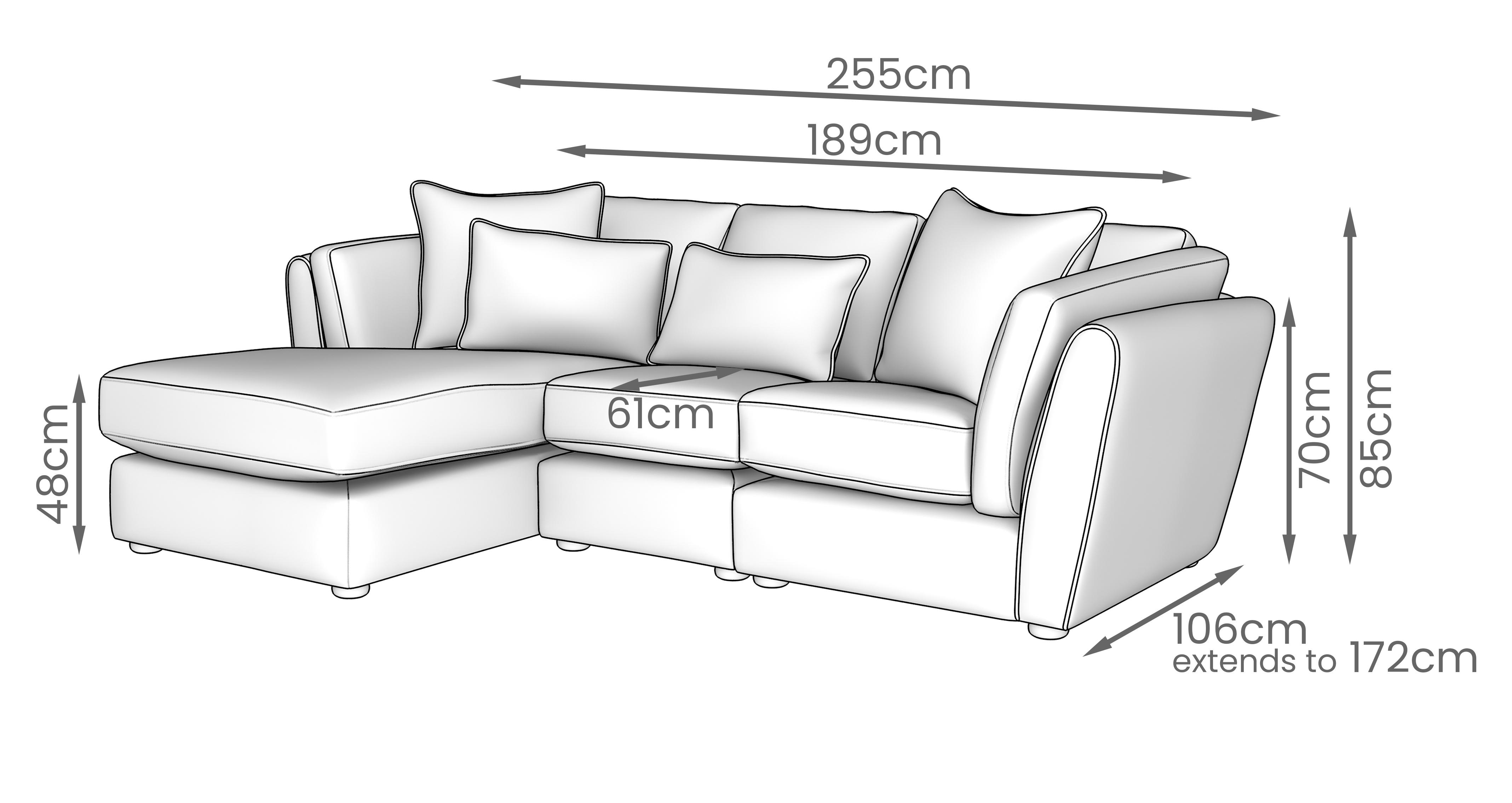 Ada Chenille Left Hand Facing Small Chaise Sofa | DFS