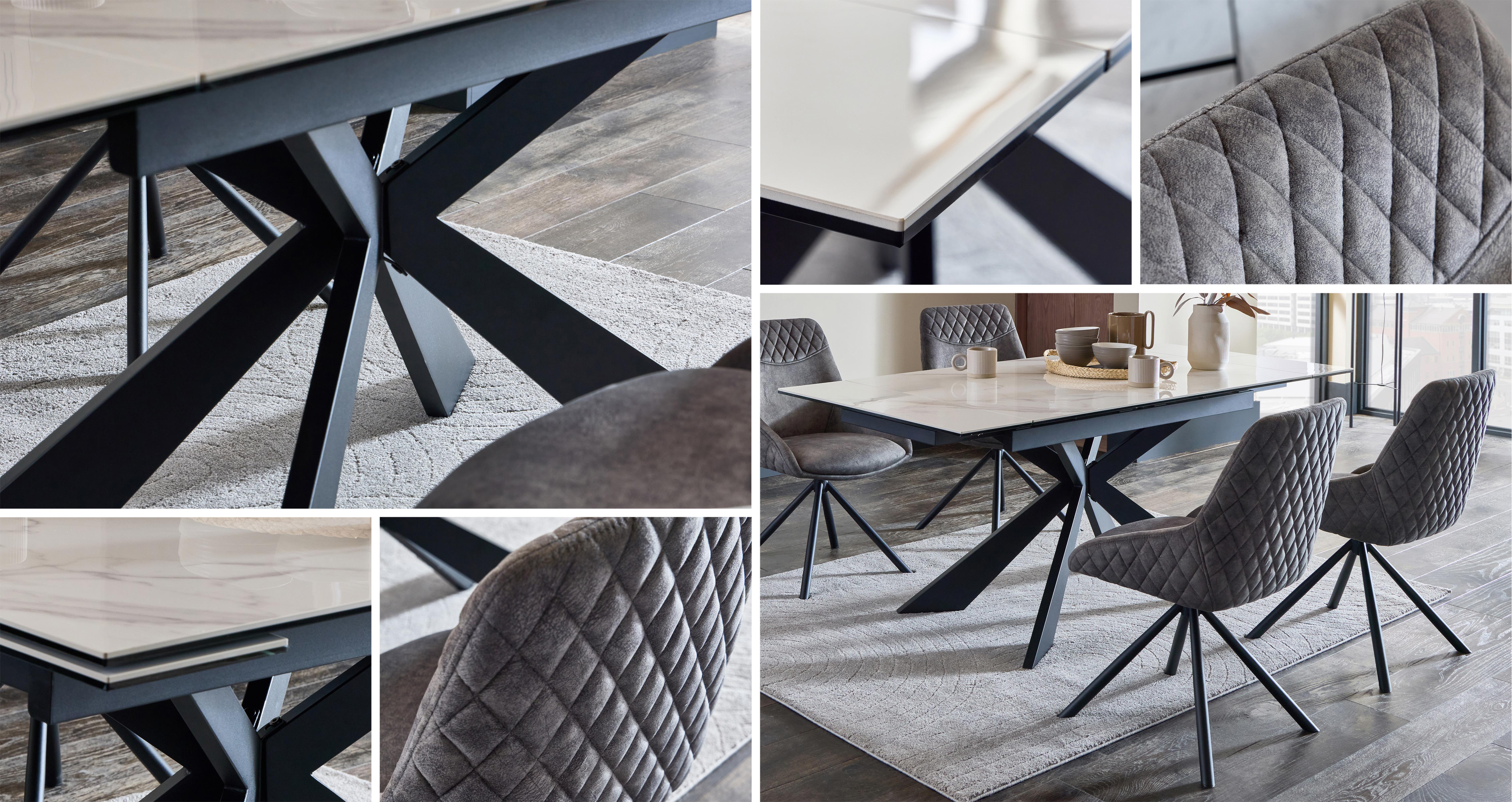 Agnello Extending Dining Table 4 Swivel Dining Chairs | DFS