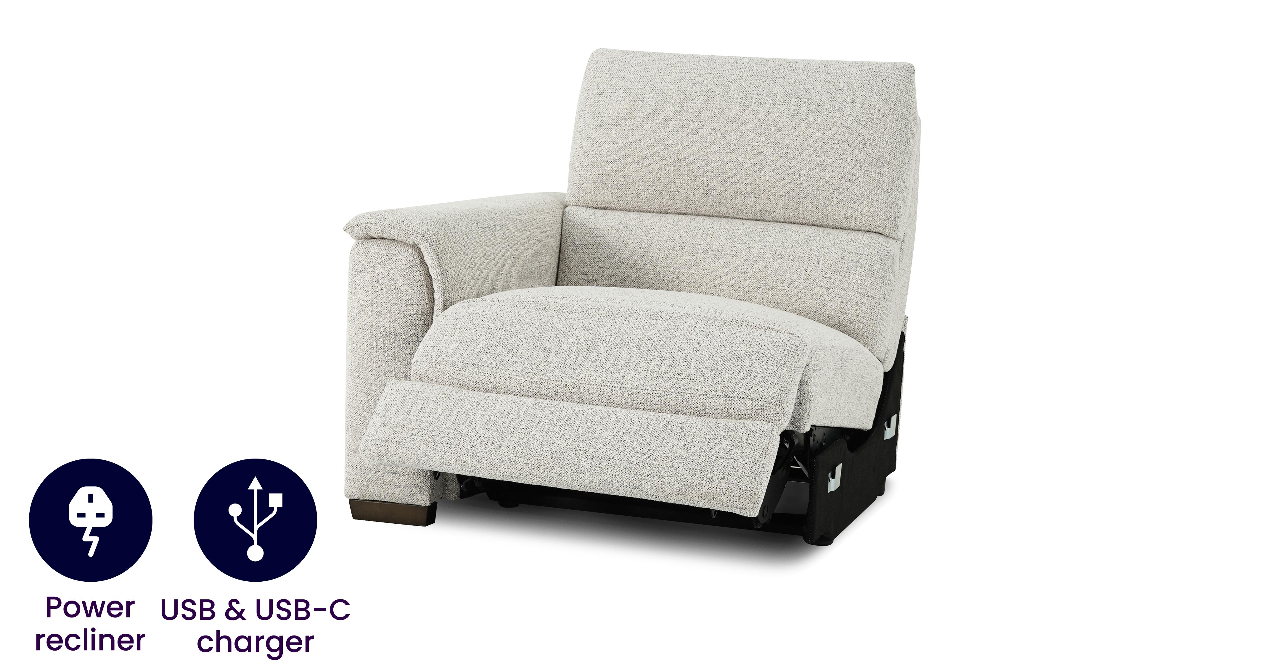 Arwen Left Hand Facing Arm 1 Seat Power Recliner Unit | DFS
