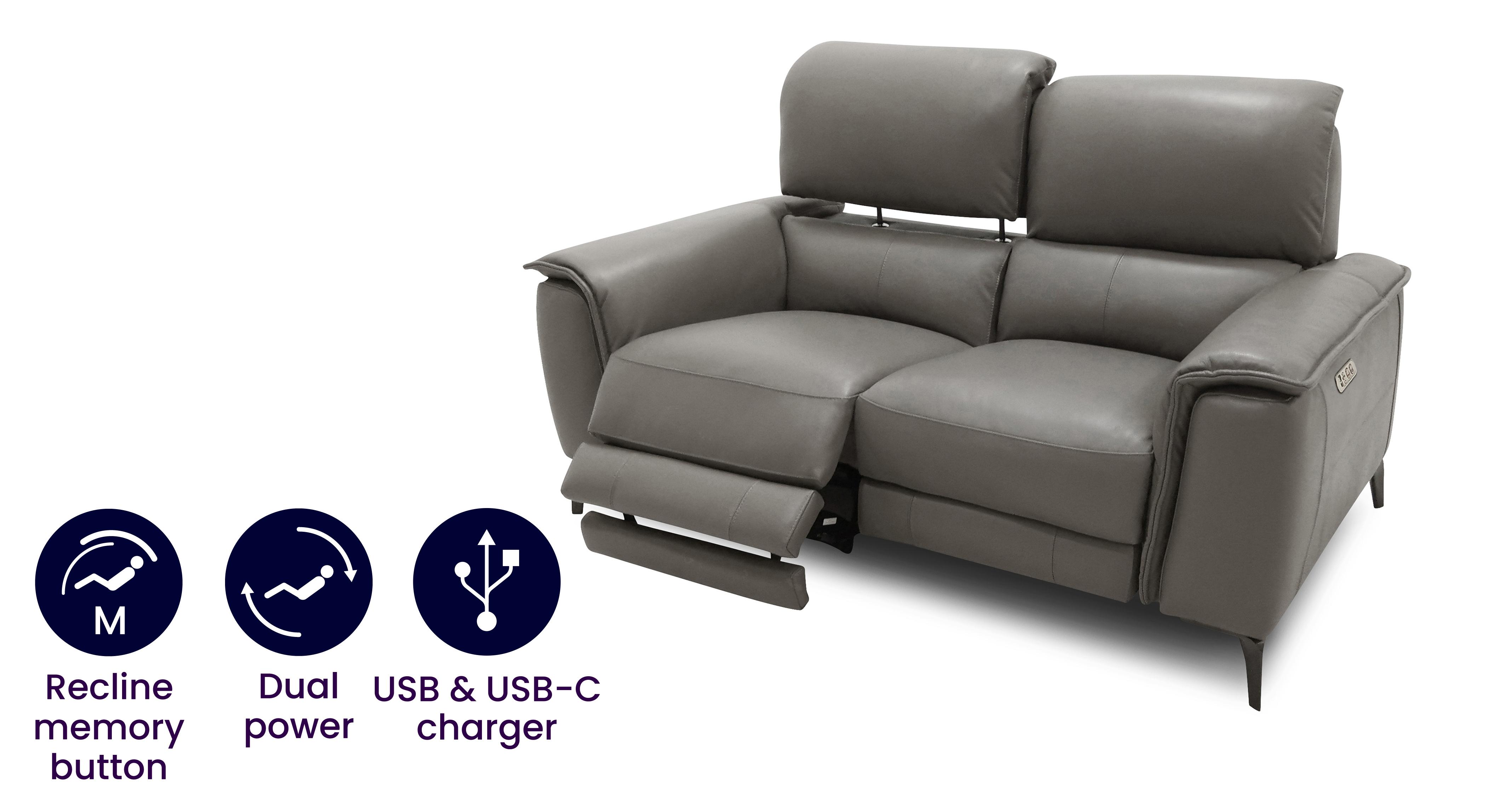 Auberon 2 Seater Memory Power Recliner | DFS