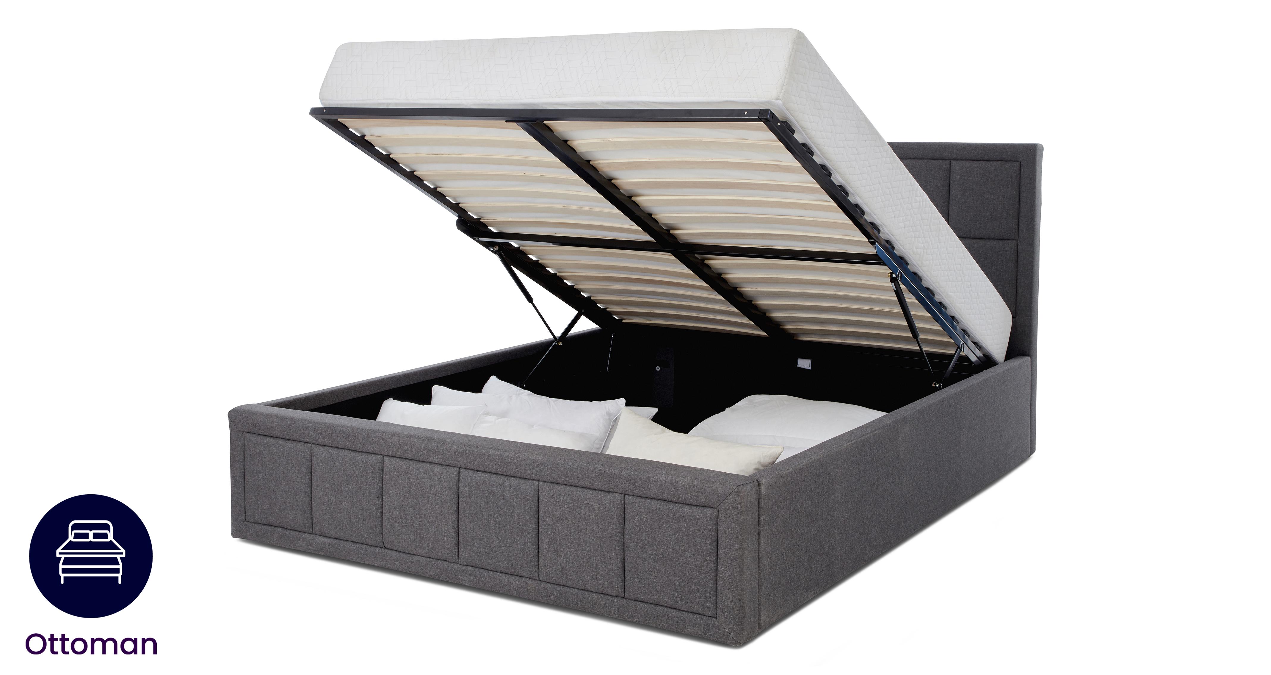 Citara Grey Small Double Ottoman Bedframe | DFS