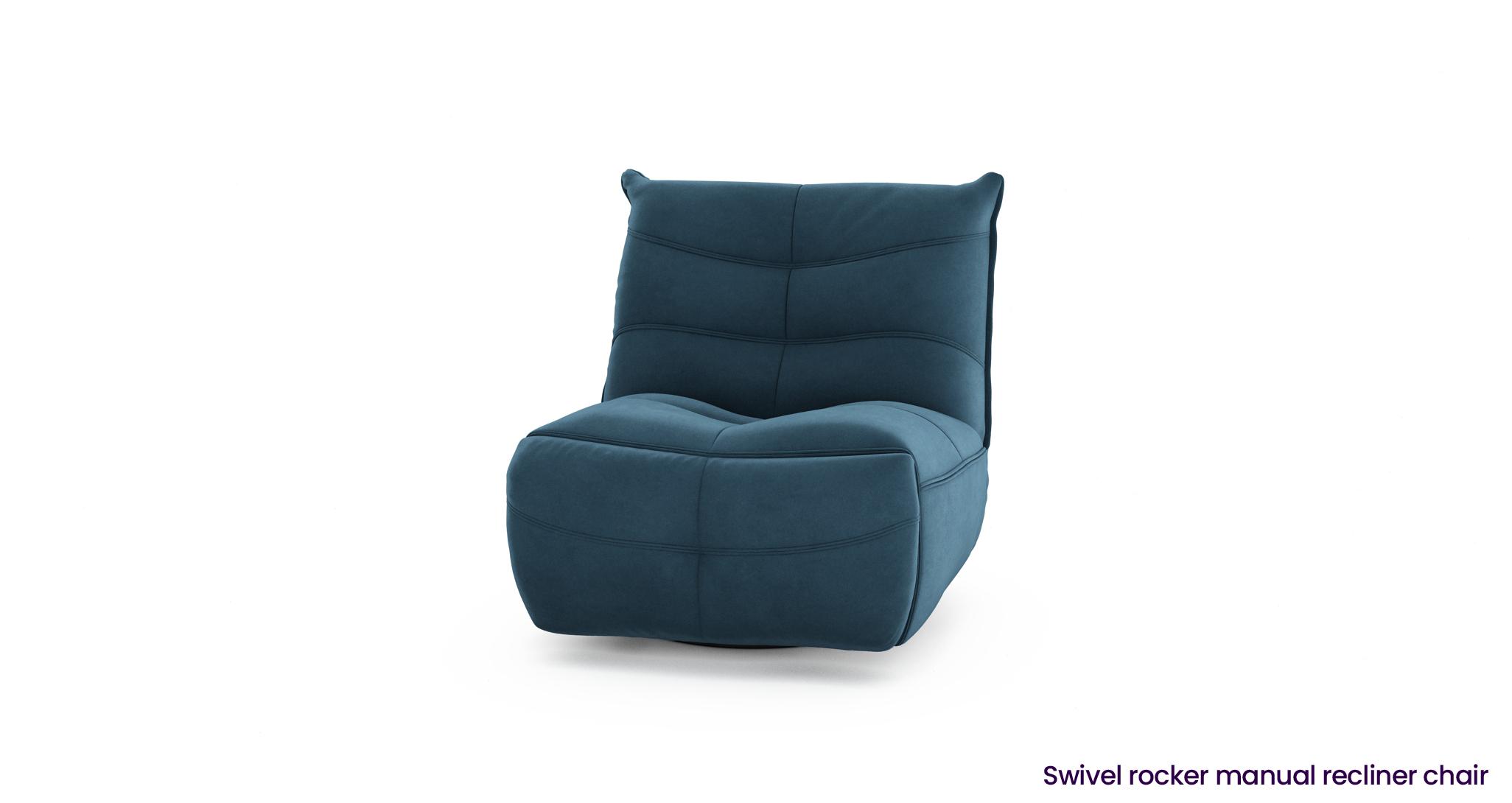 Clarke Velvet Swivel Rocker Manual Recliner Chair DFS