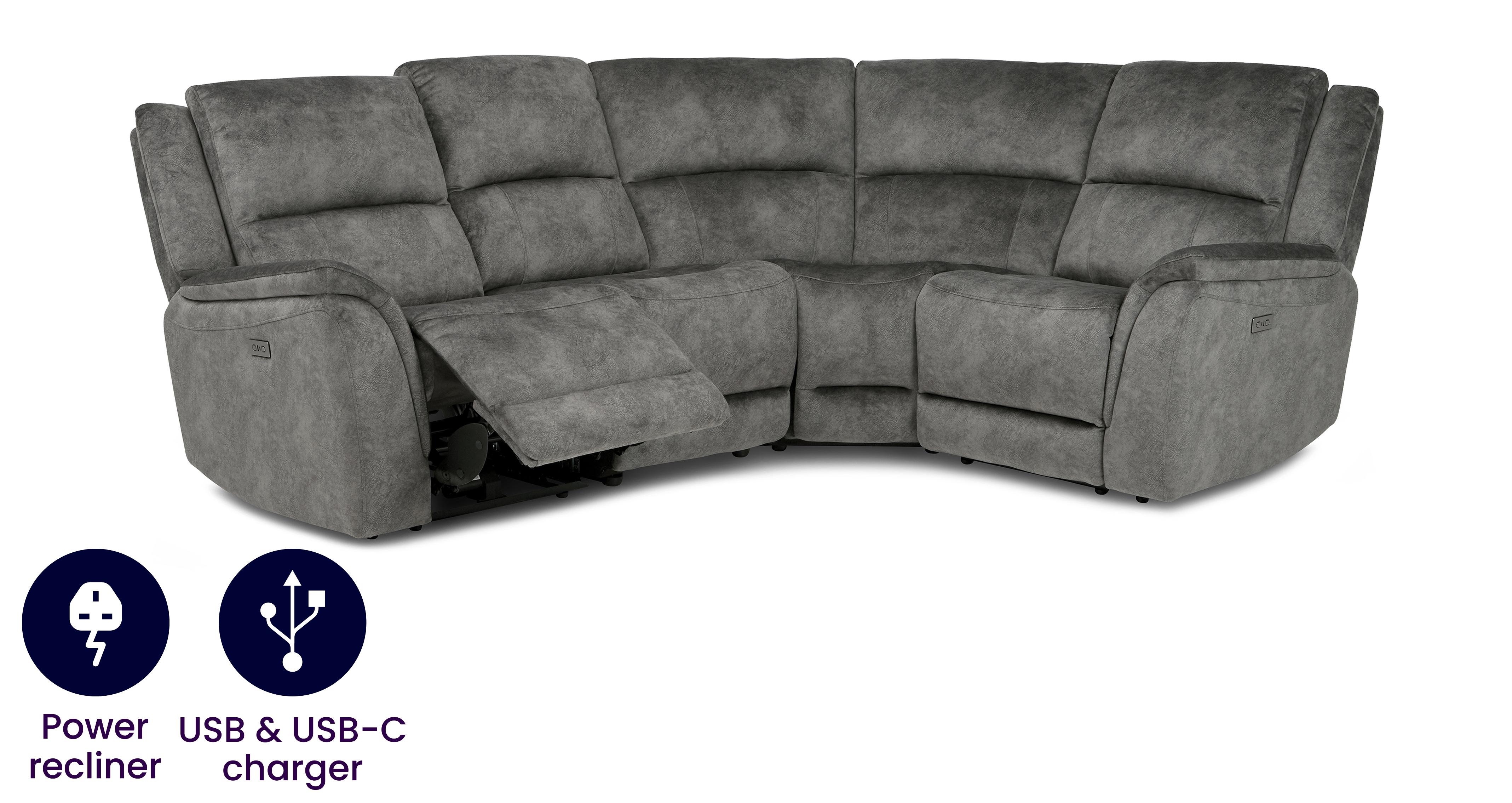 Declan Left Hand Facing 2 Corner 1 Power Recliner | DFS
