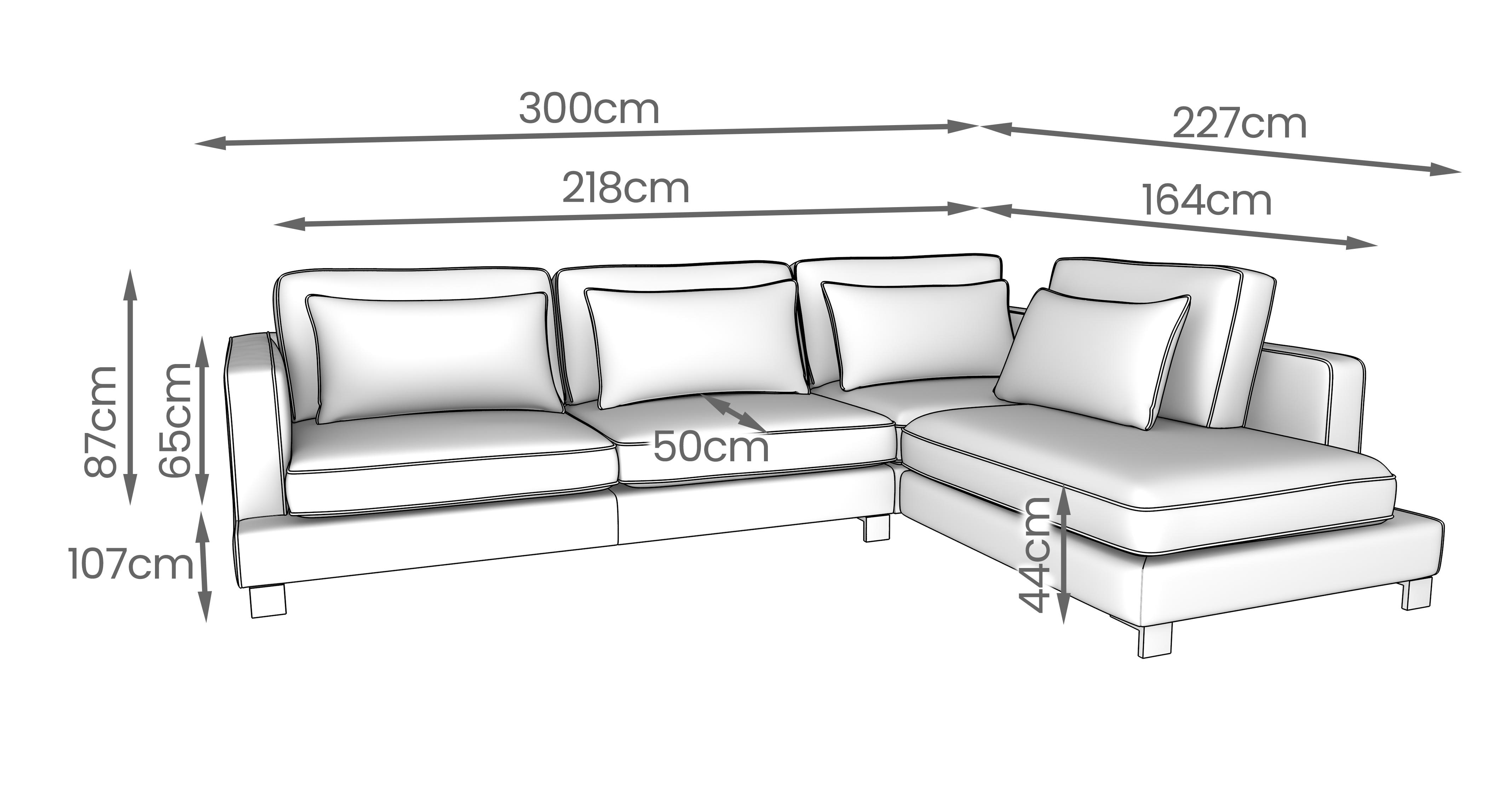 Demure Left Hand Facing Arm 3 Piece Open End Corner Sofa | DFS
