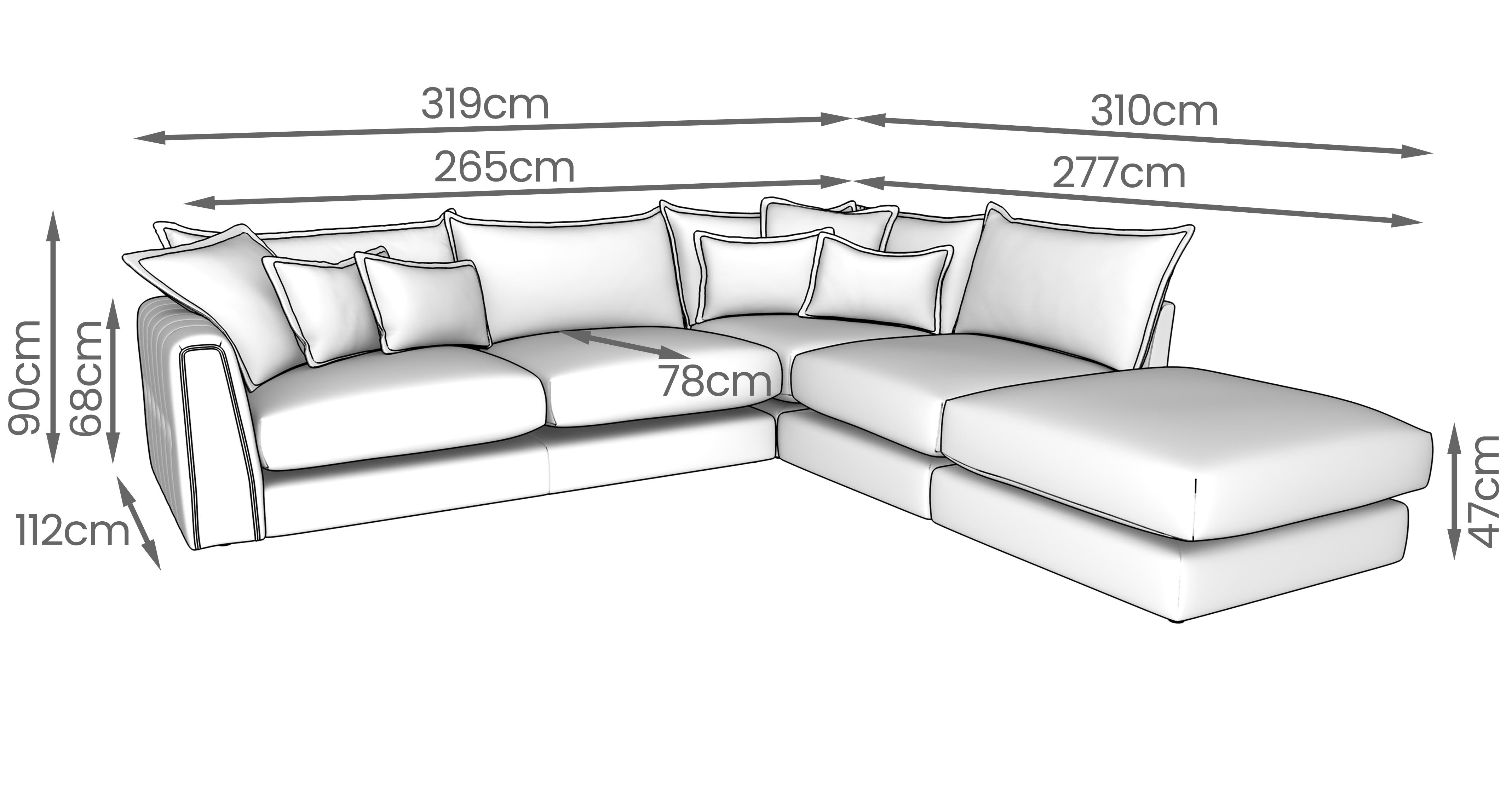 Devine Left Hand Facing Arm 4 Piece Open End Corner | DFS