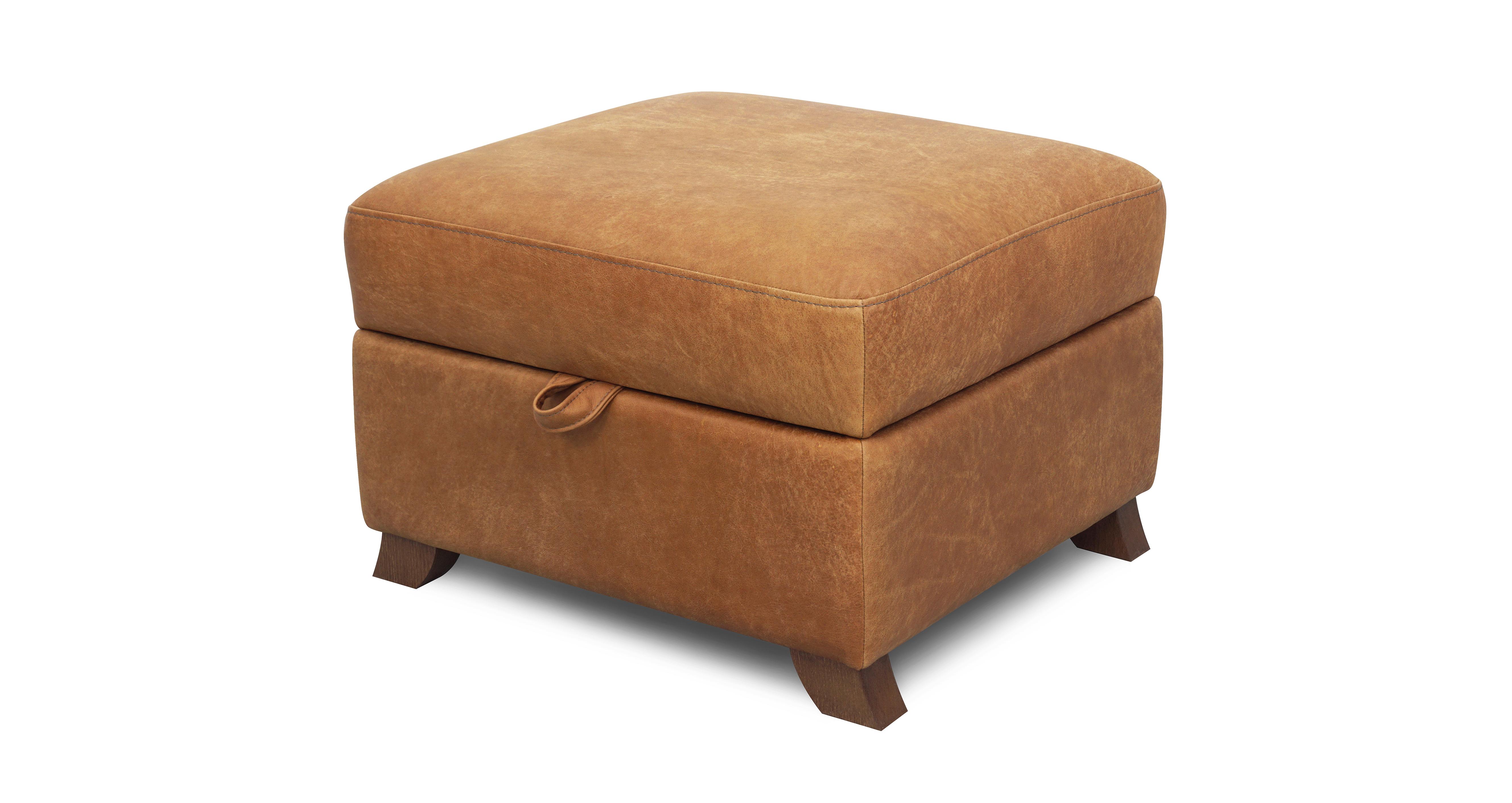 Evelyn Leather Storage Footstool | DFS