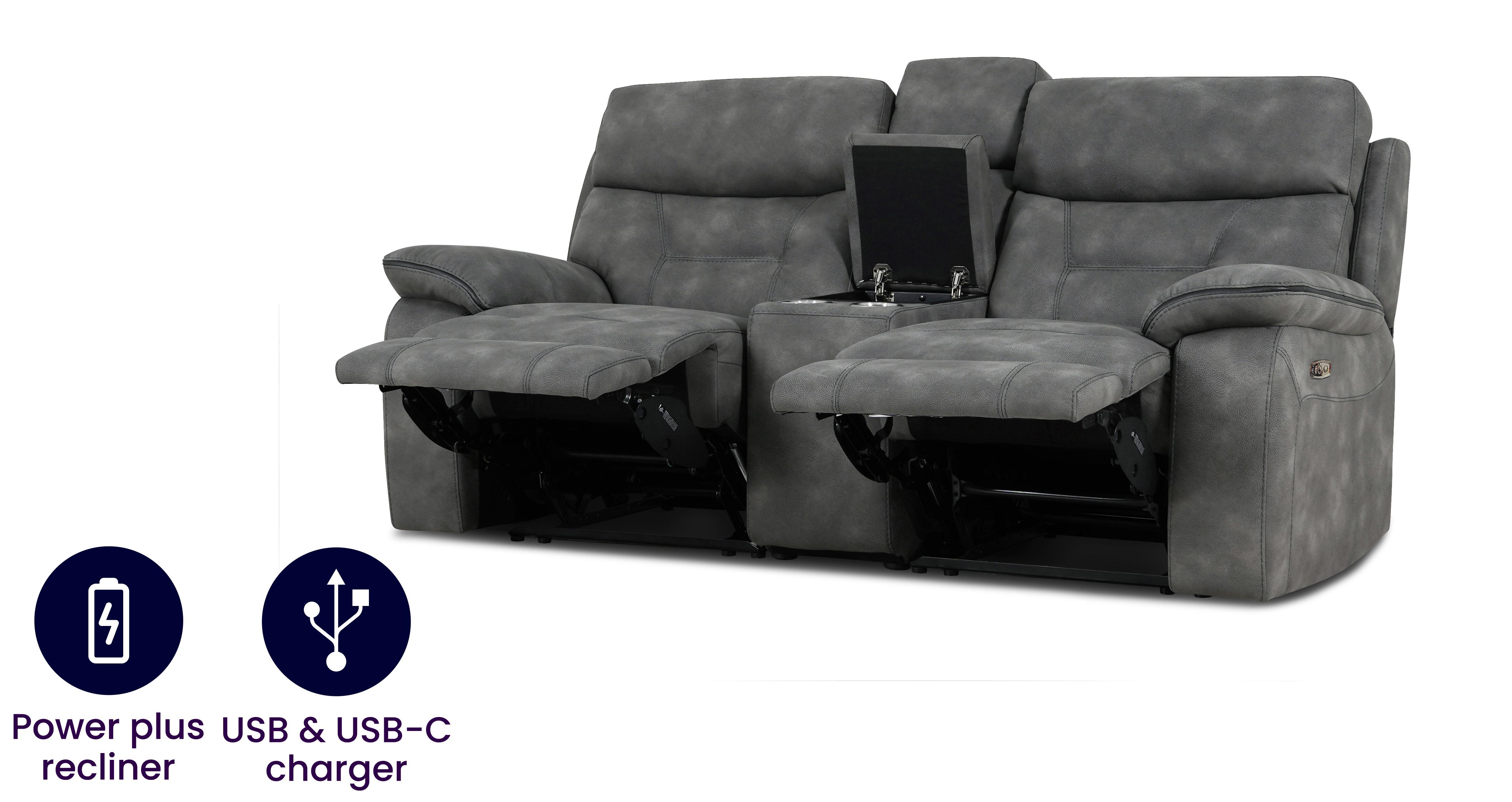 Foster 2 Seat Power Plus Recliner And Smart Storage Console | DFS