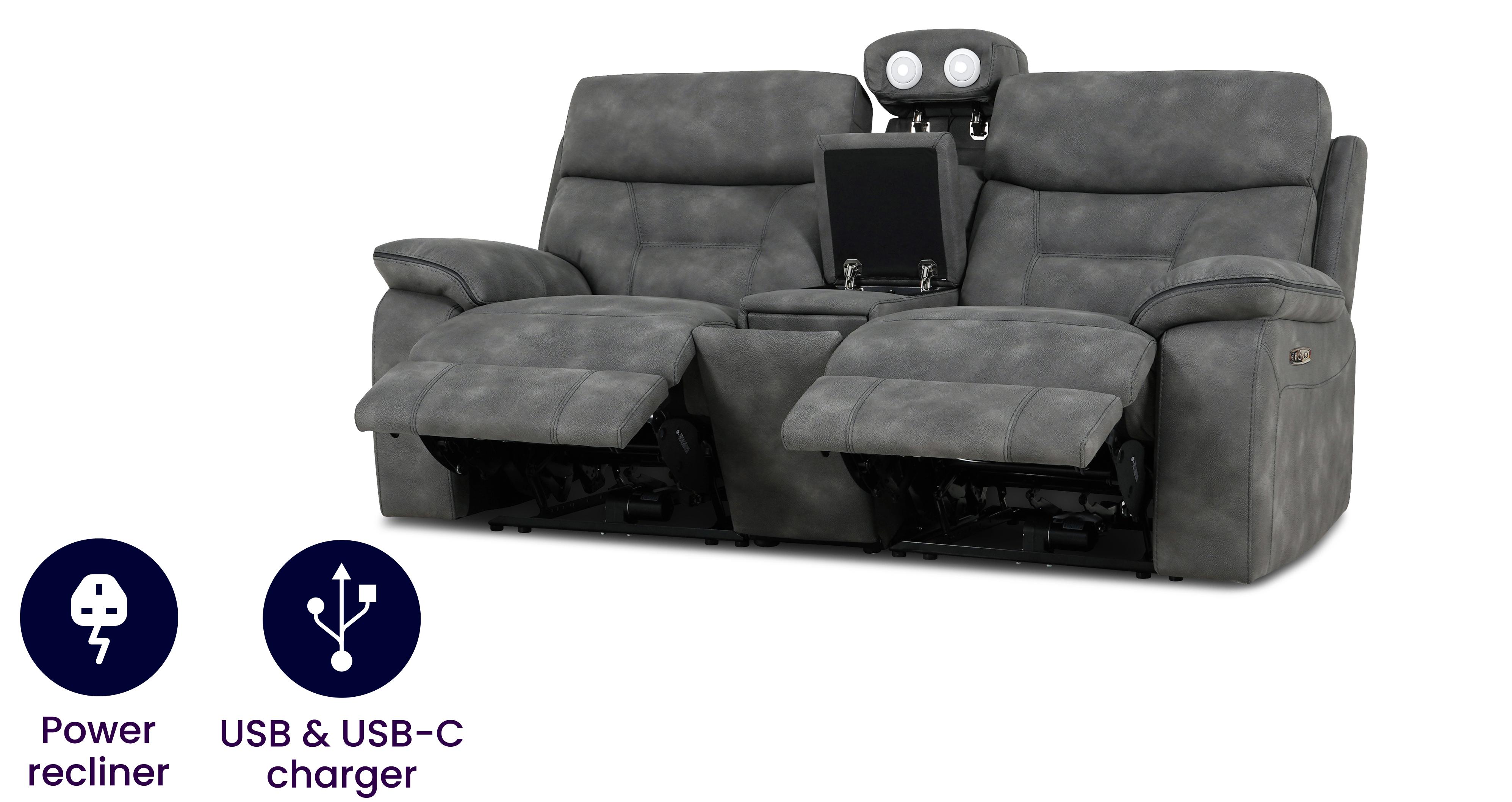 Foster 2 Seat Power Recliner And Smart Light Console | DFS