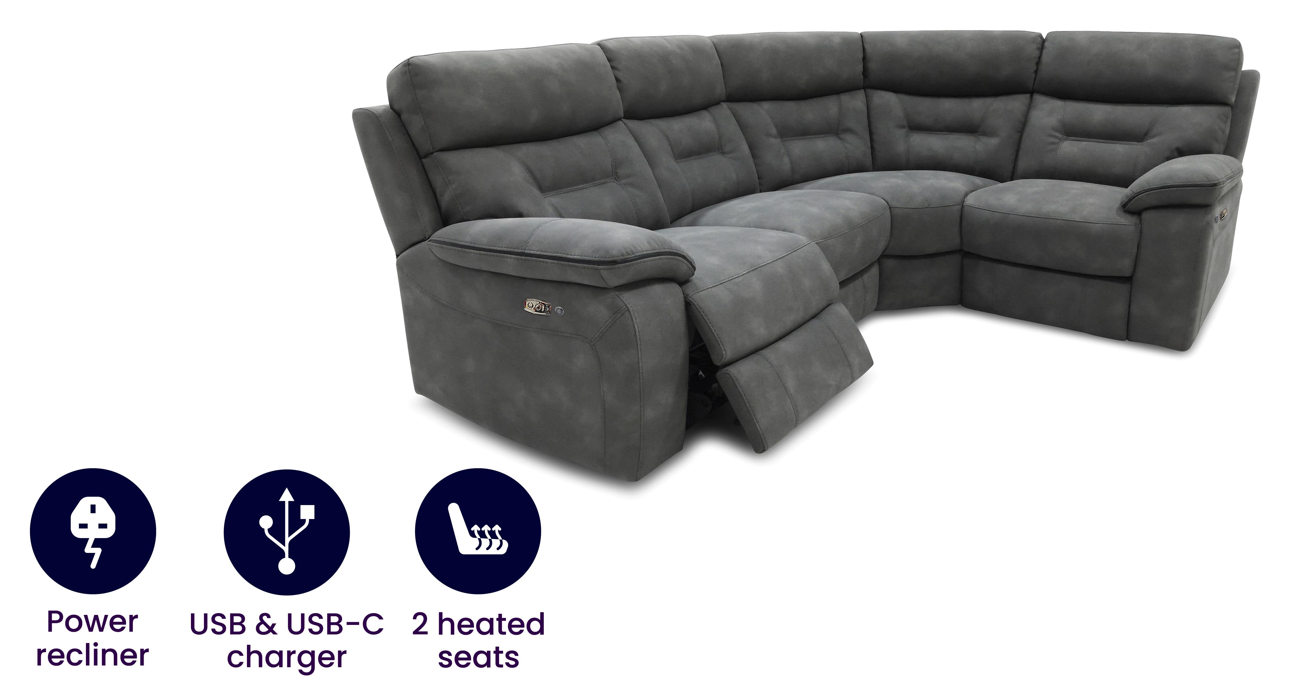 Foster Fabric Left Hand Facing Heated Power 2 Corner 1 | DFS