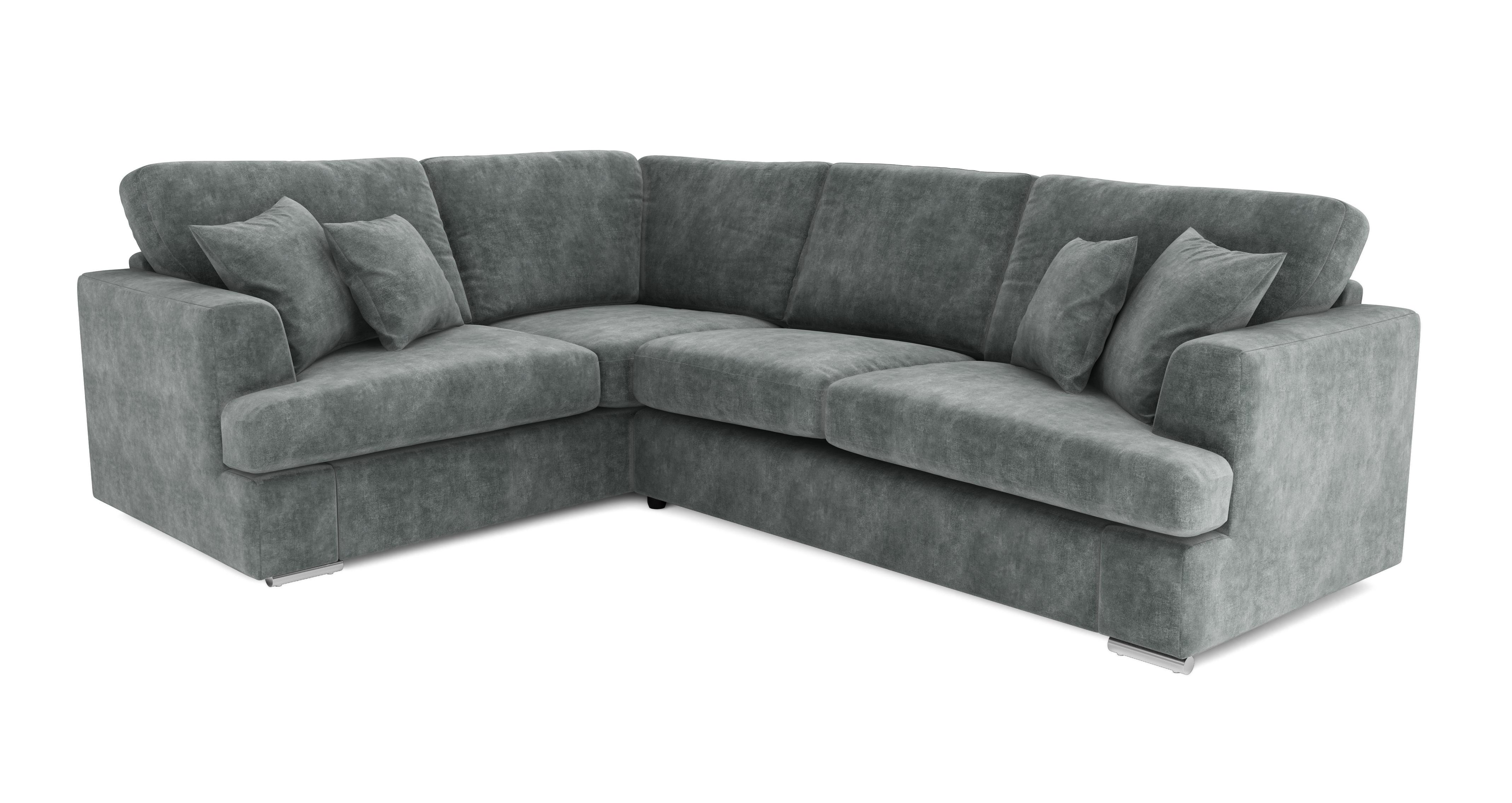 Freya Velvet Right Hand Facing 2 Seater Corner Sofa | DFS