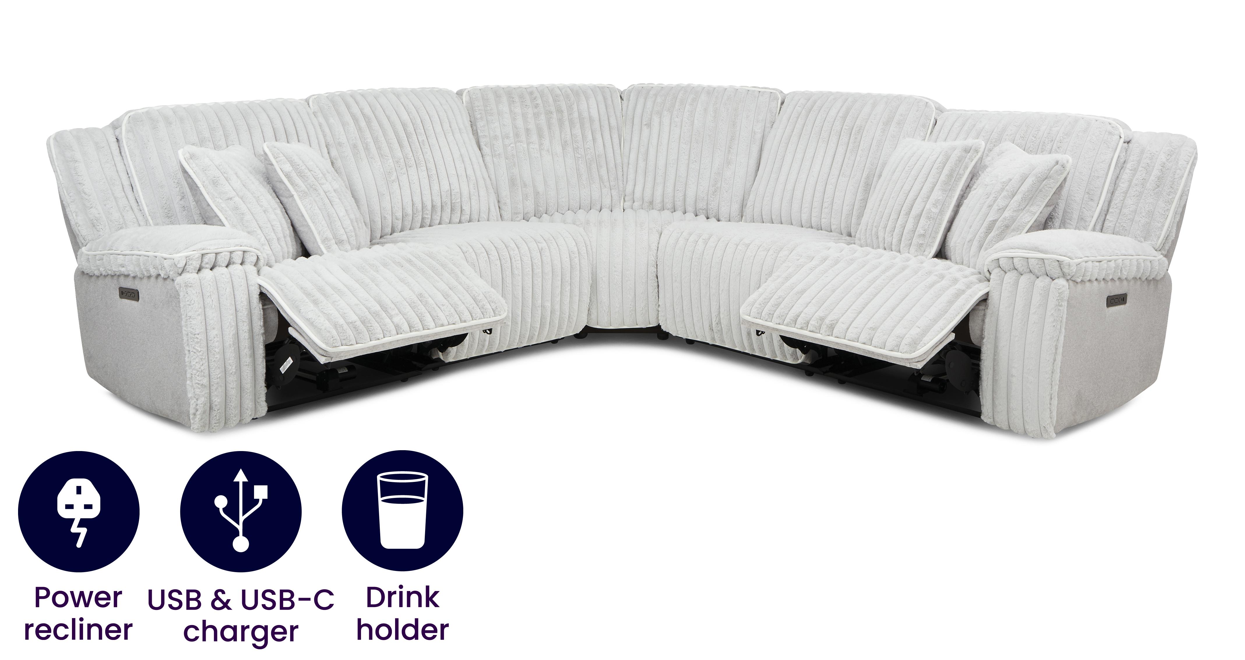 Fuzzy 2 Corner 2 Power Recliner With Power Head | DFS