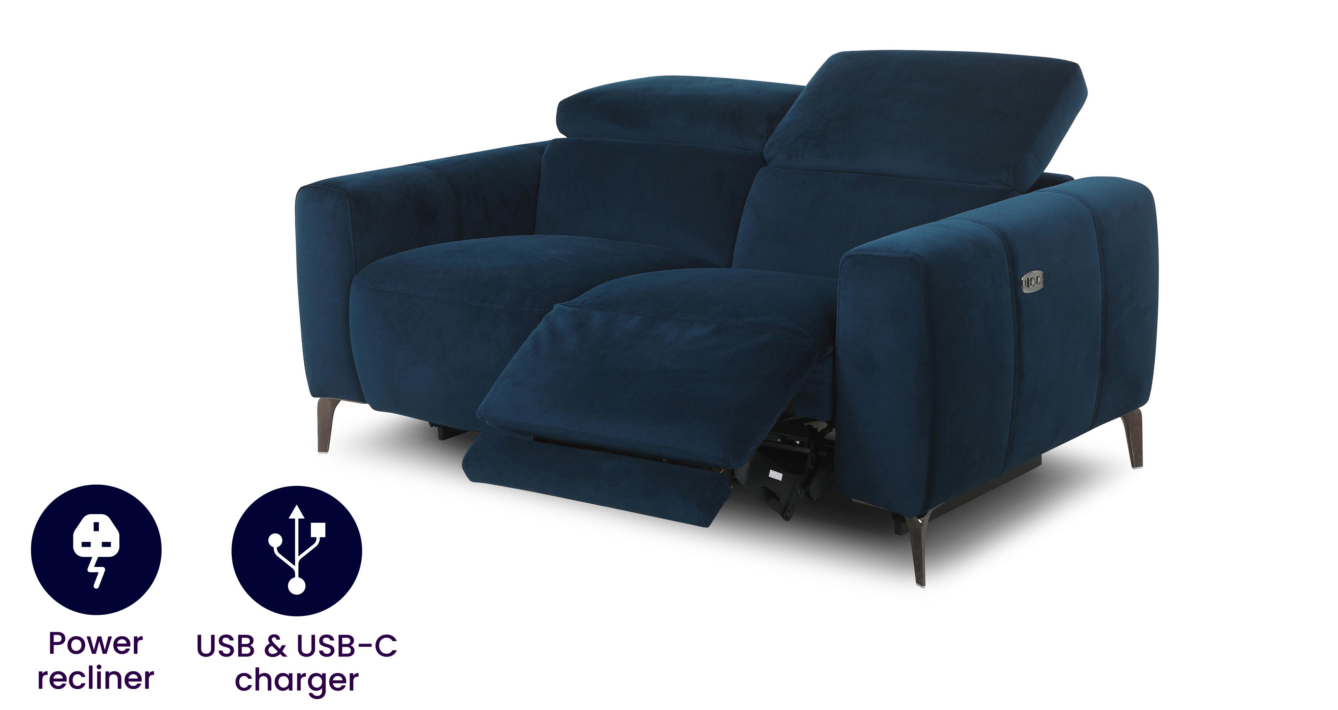 Jagger Fabric Velvet 2 Seater Power Recliner | DFS