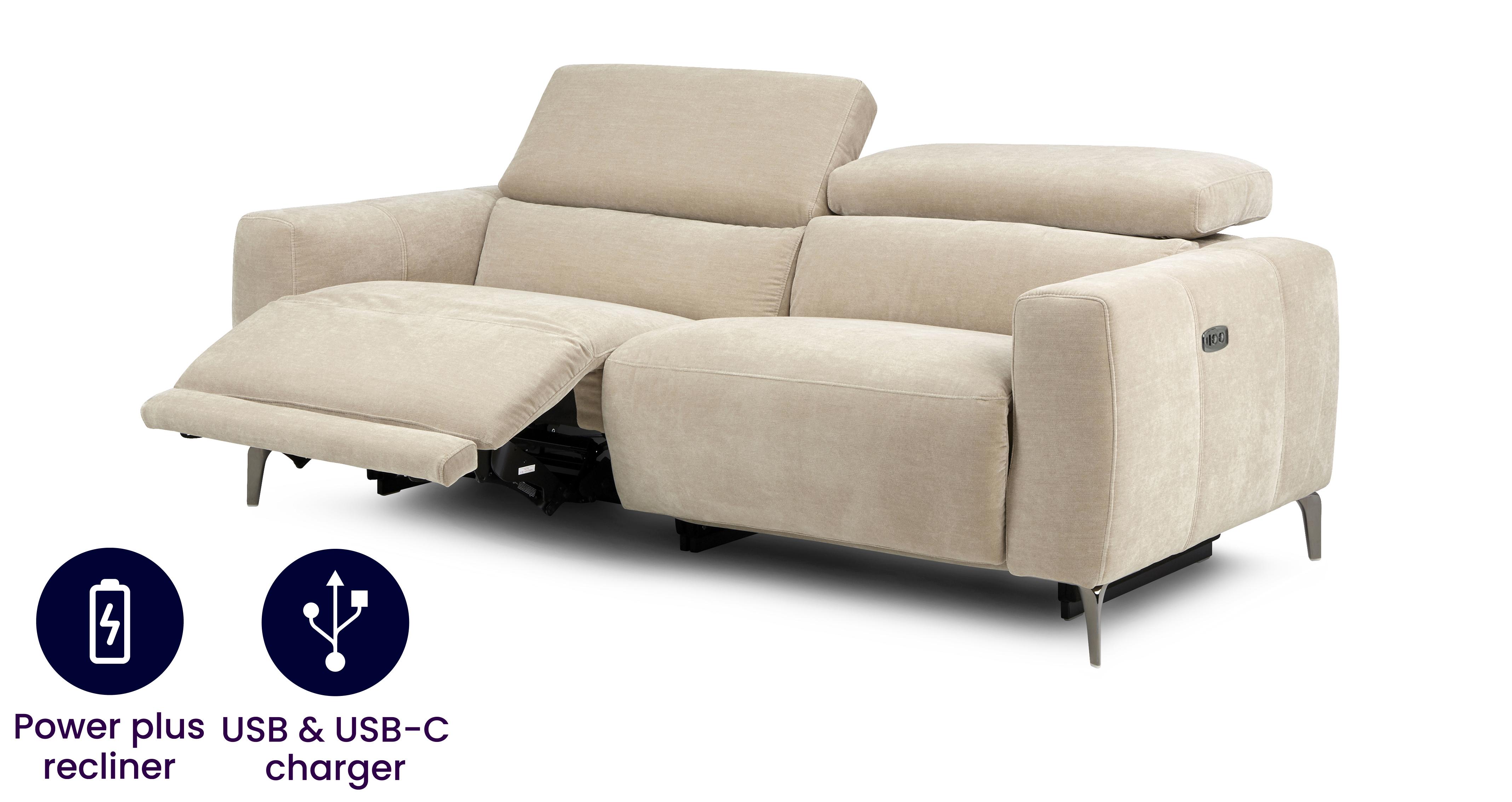 Jagger Fabric 3 Seater Power Plus Recliner | DFS