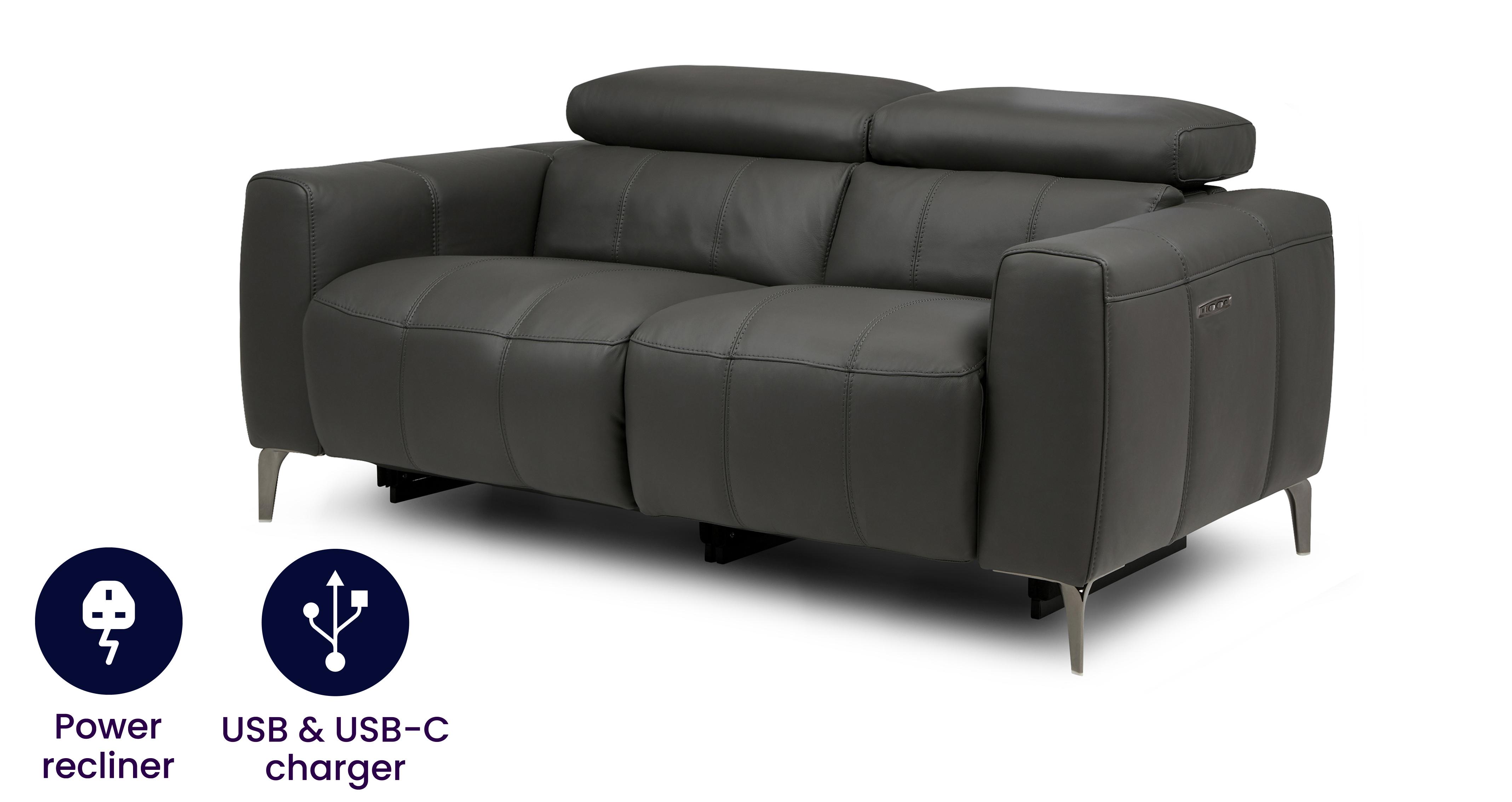 Jagger Leather 2 Seater Power Recliner | DFS