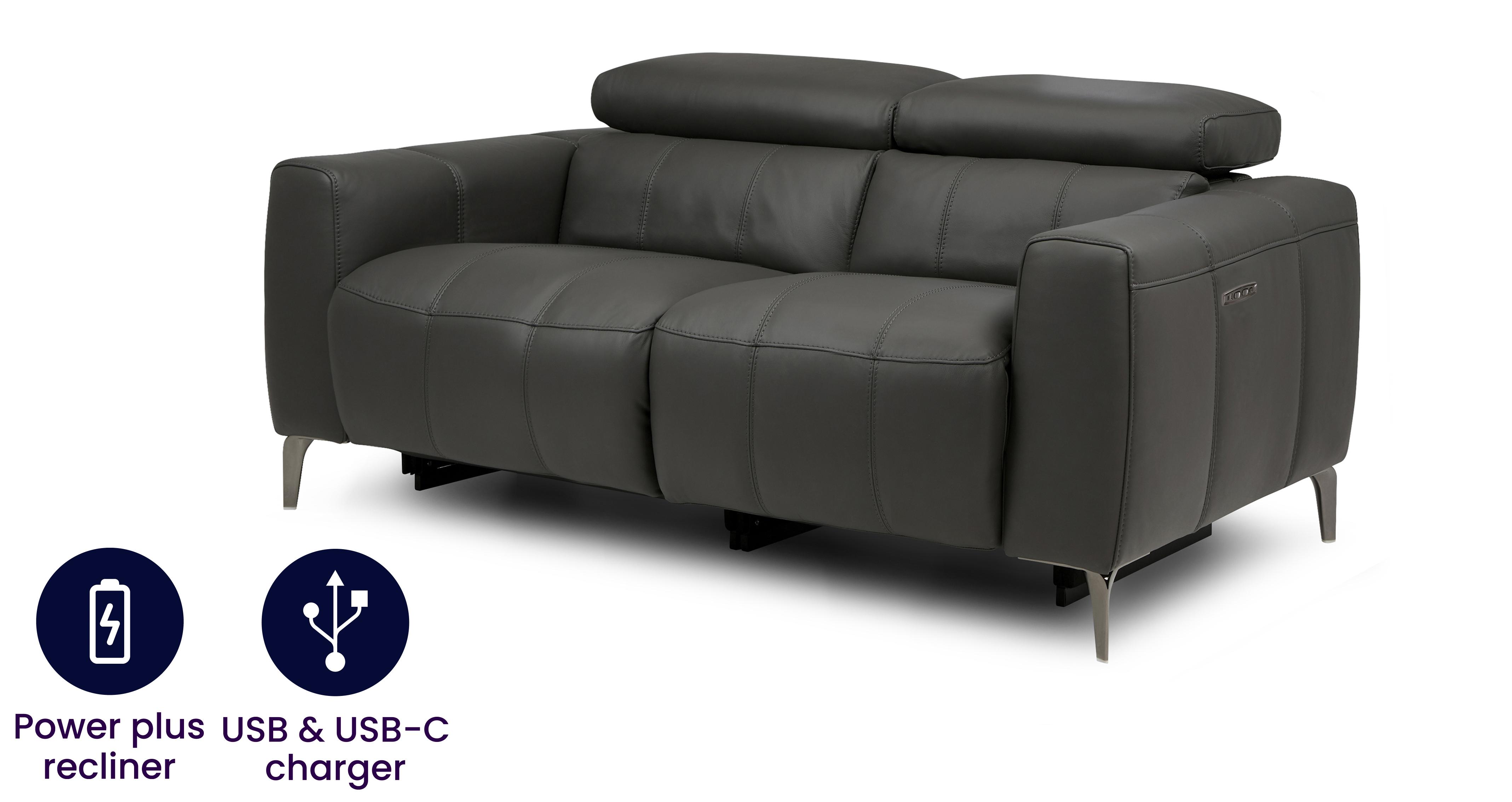 Jagger Leather 2 Seater Power Plus Recliner | DFS