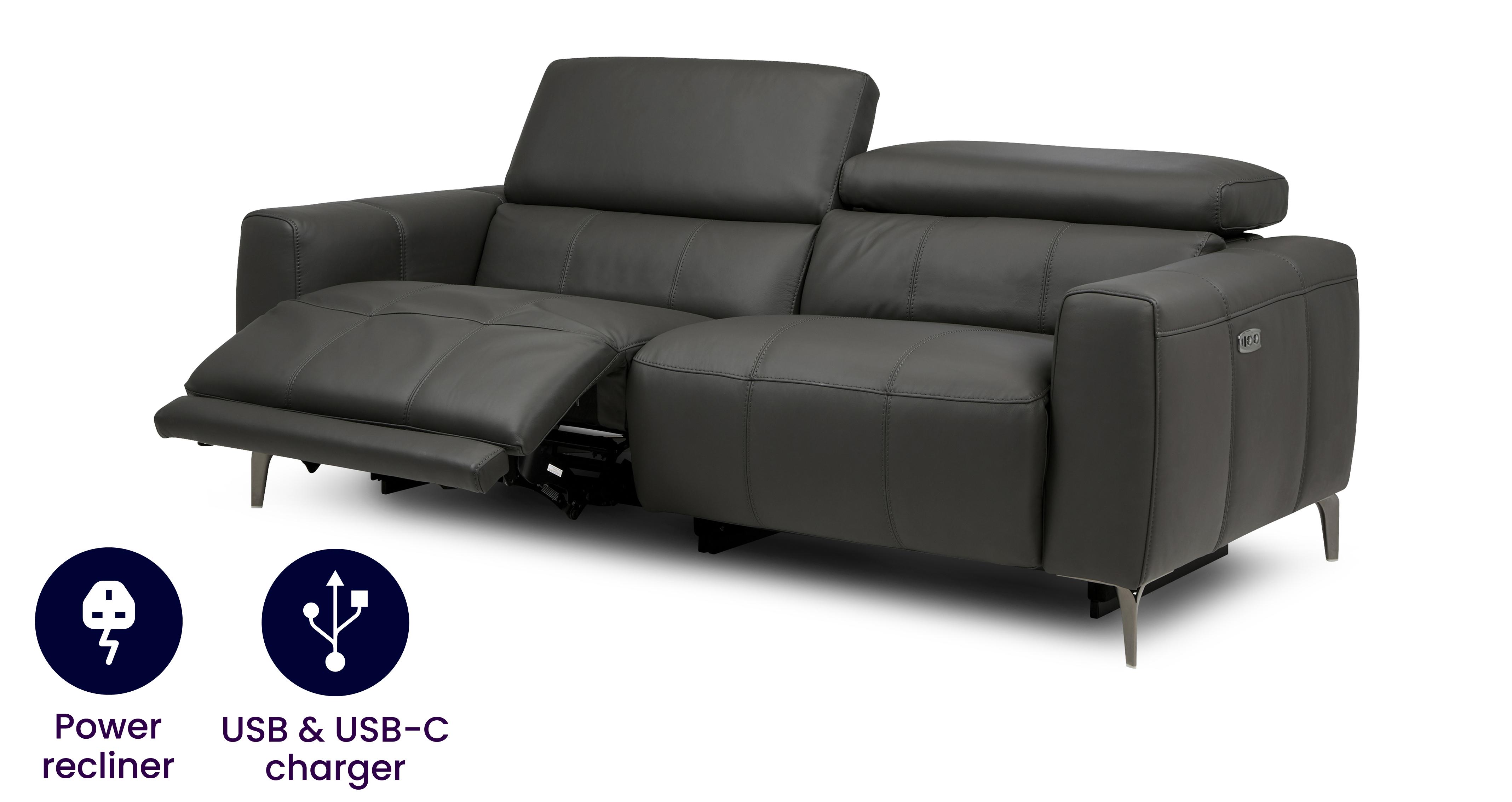 Jagger Leather 3 Seater Power Recliner | DFS