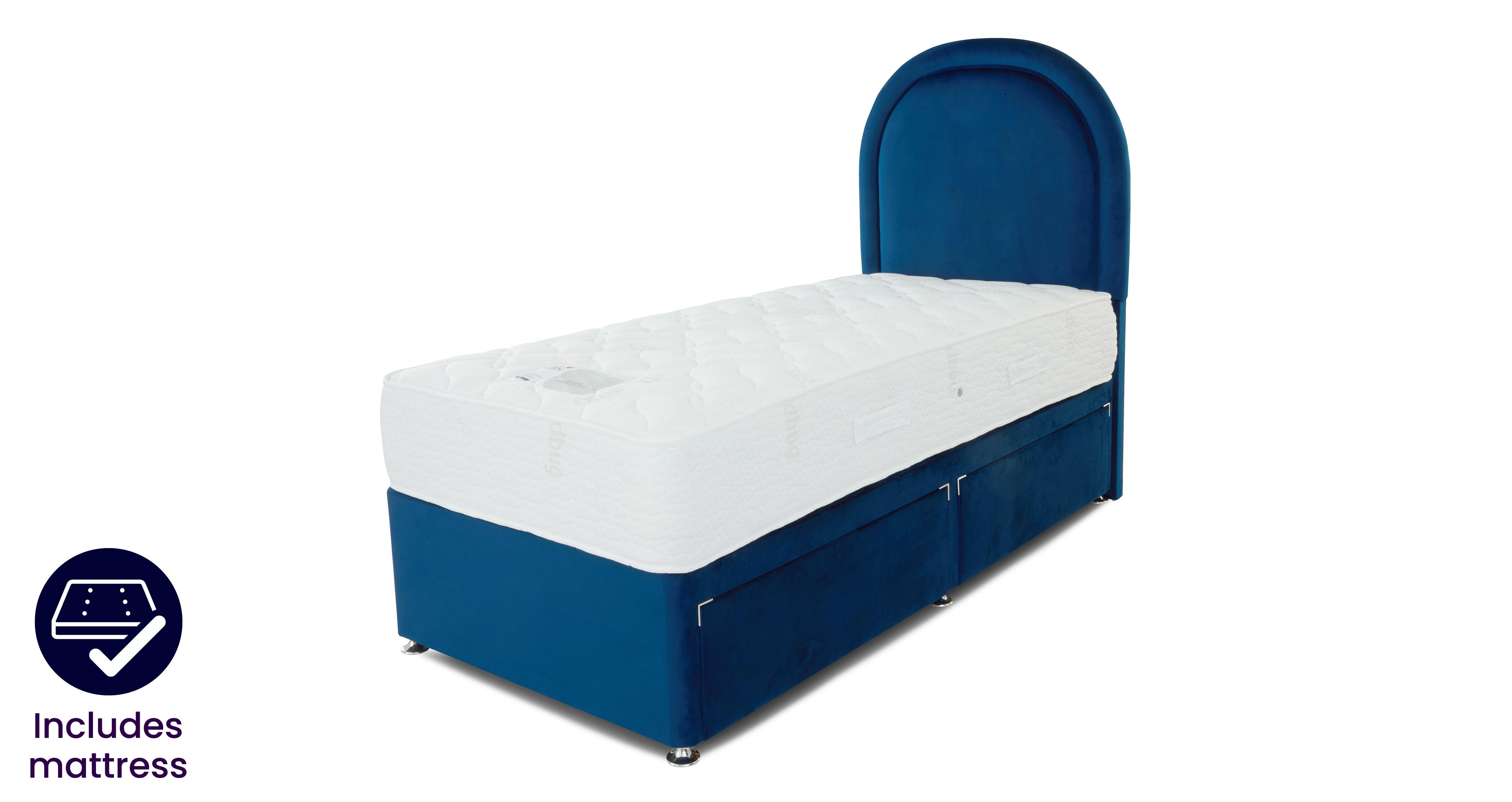 kaia 2 Drawer Single Bedframe with Headboard and Flik Mattress
