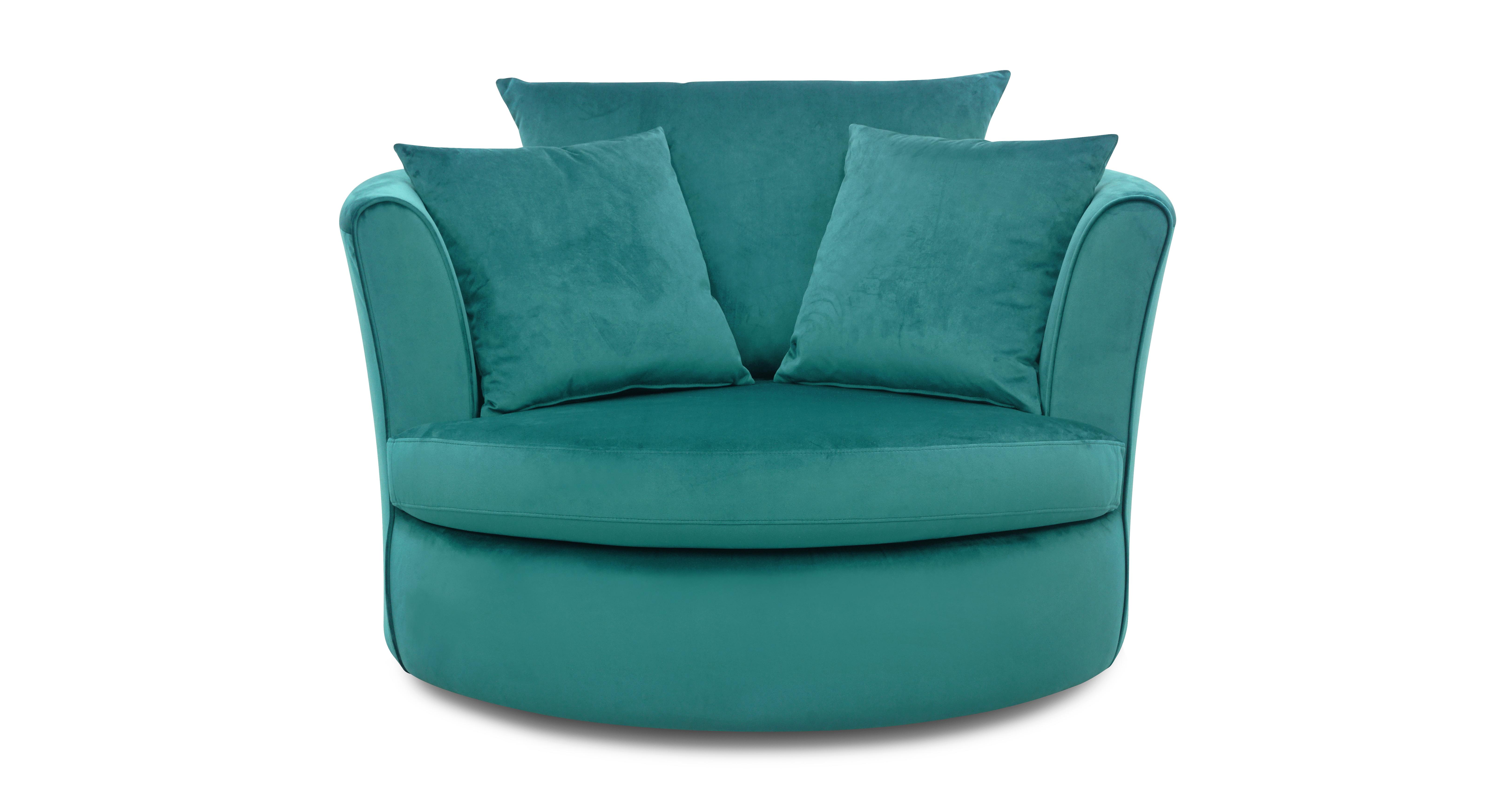 Kian Velvet Large Swivel Chair With Plain Scatters | DFS