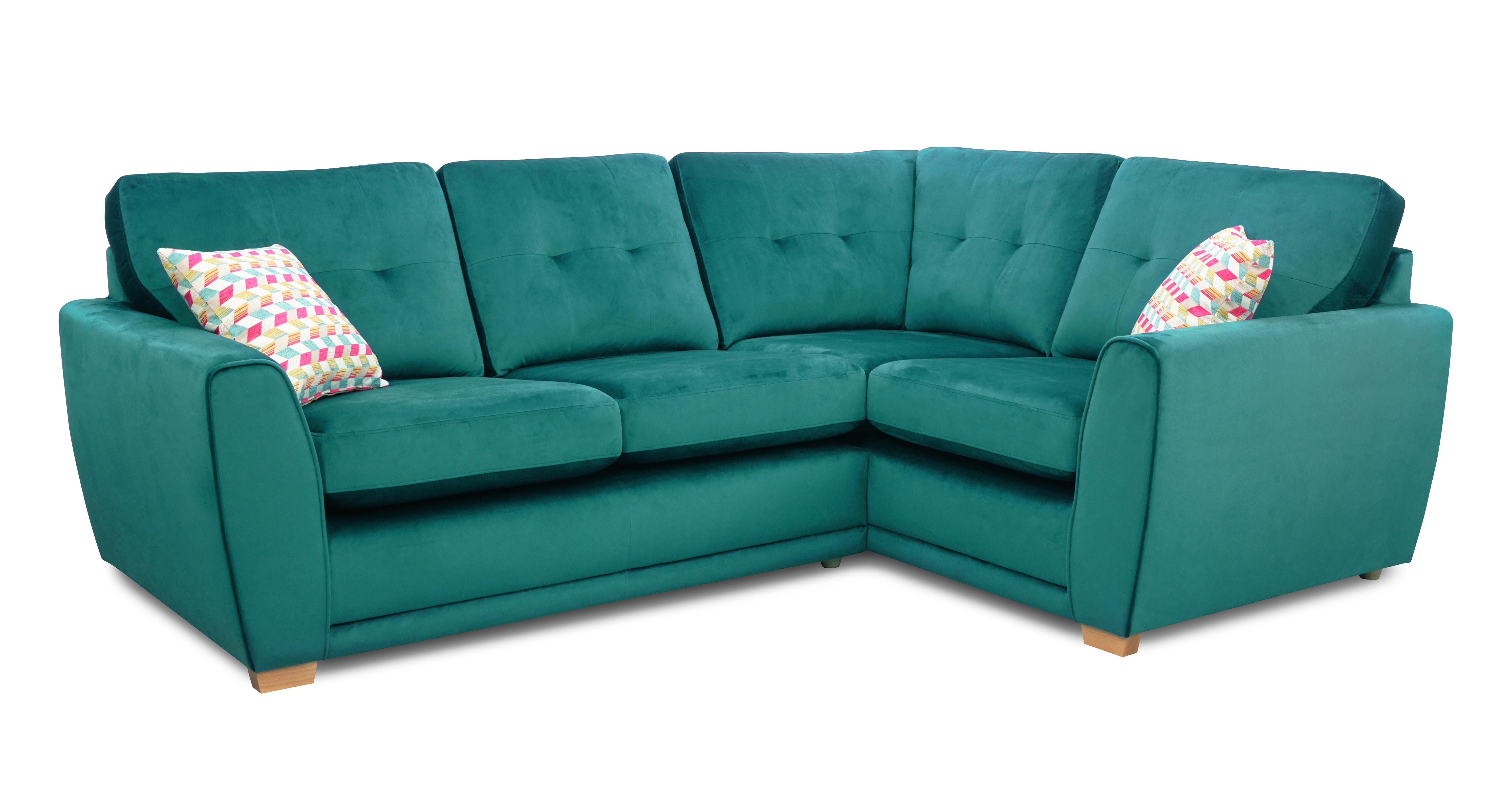 Kian Velvet Left Hand Facing 2 Seater Corner Sofa | DFS