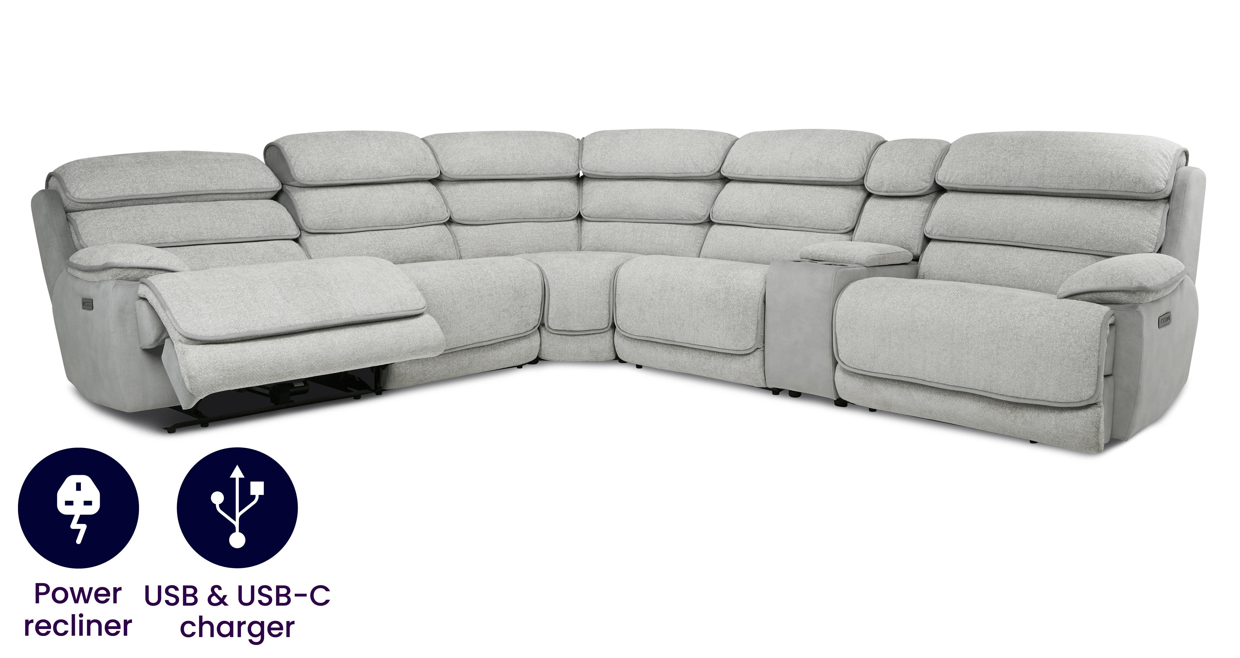 Lakelyn Express 2 Corner 2 Power Recliner And Console | DFS