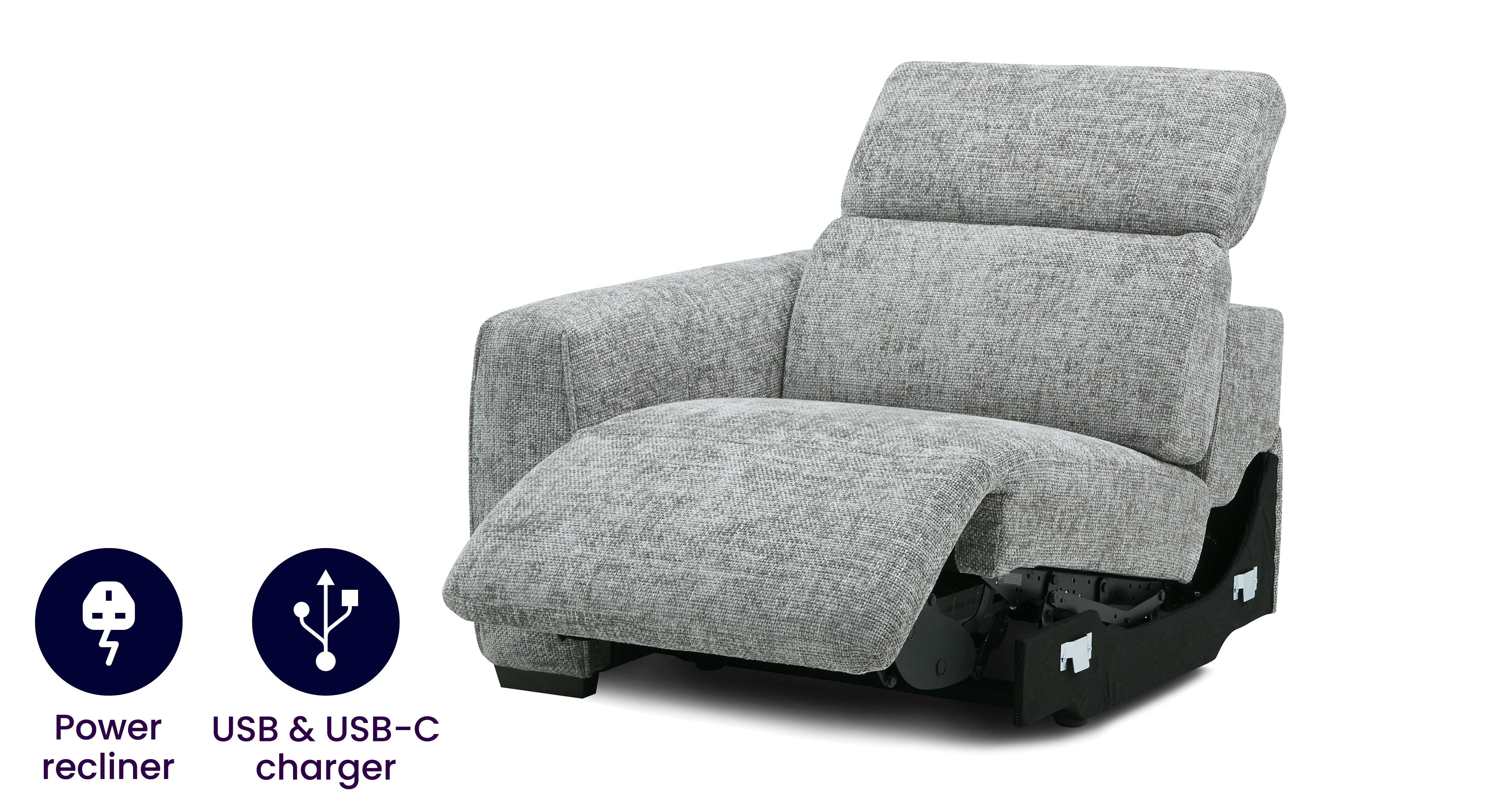 Lauder Left Hand Facing 1 Arm 1 Seat Power Unit | DFS