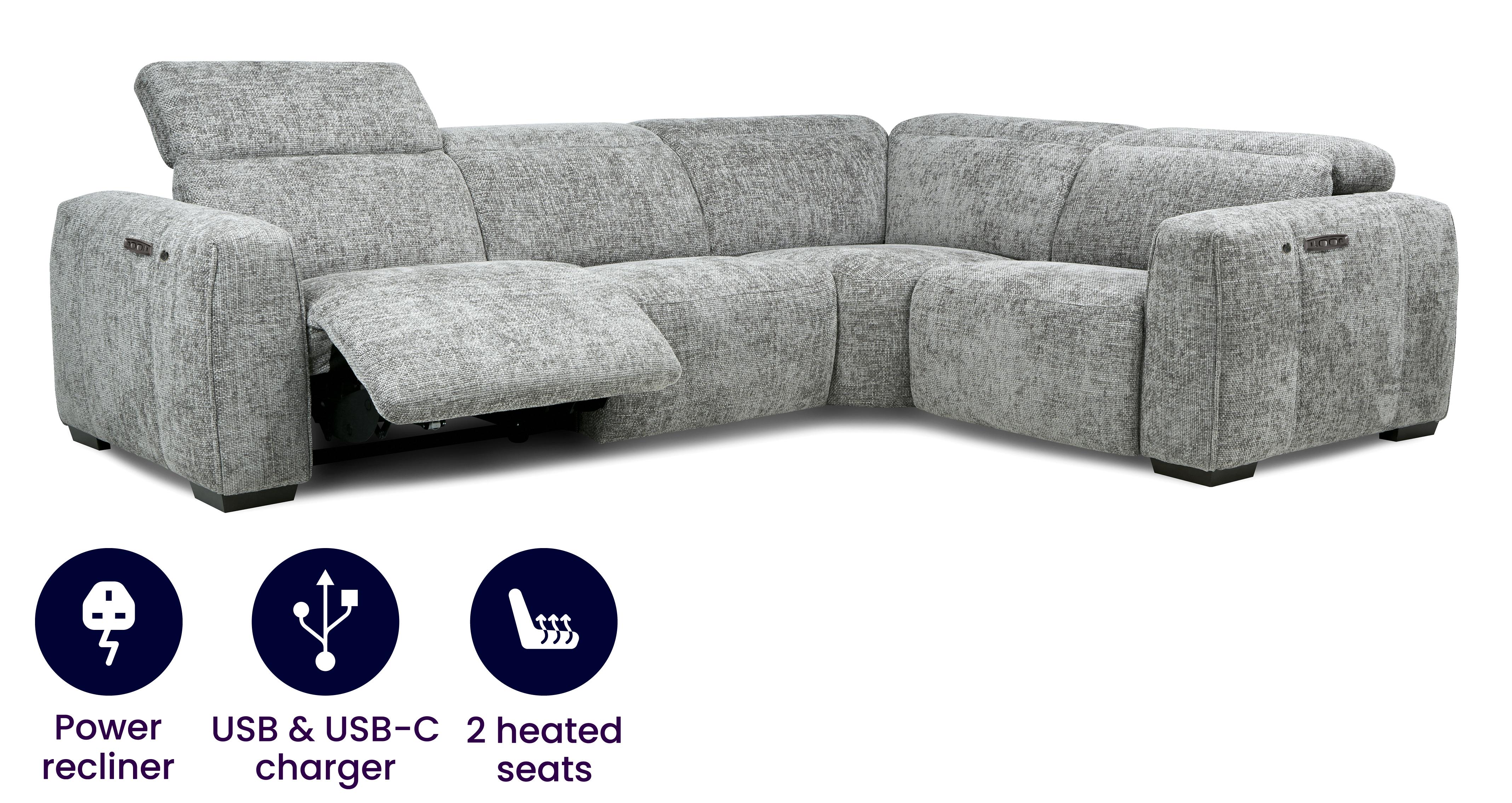 Lauder Option K 4 Piece 2 Corner 1 Heated Power Recliner | DFS