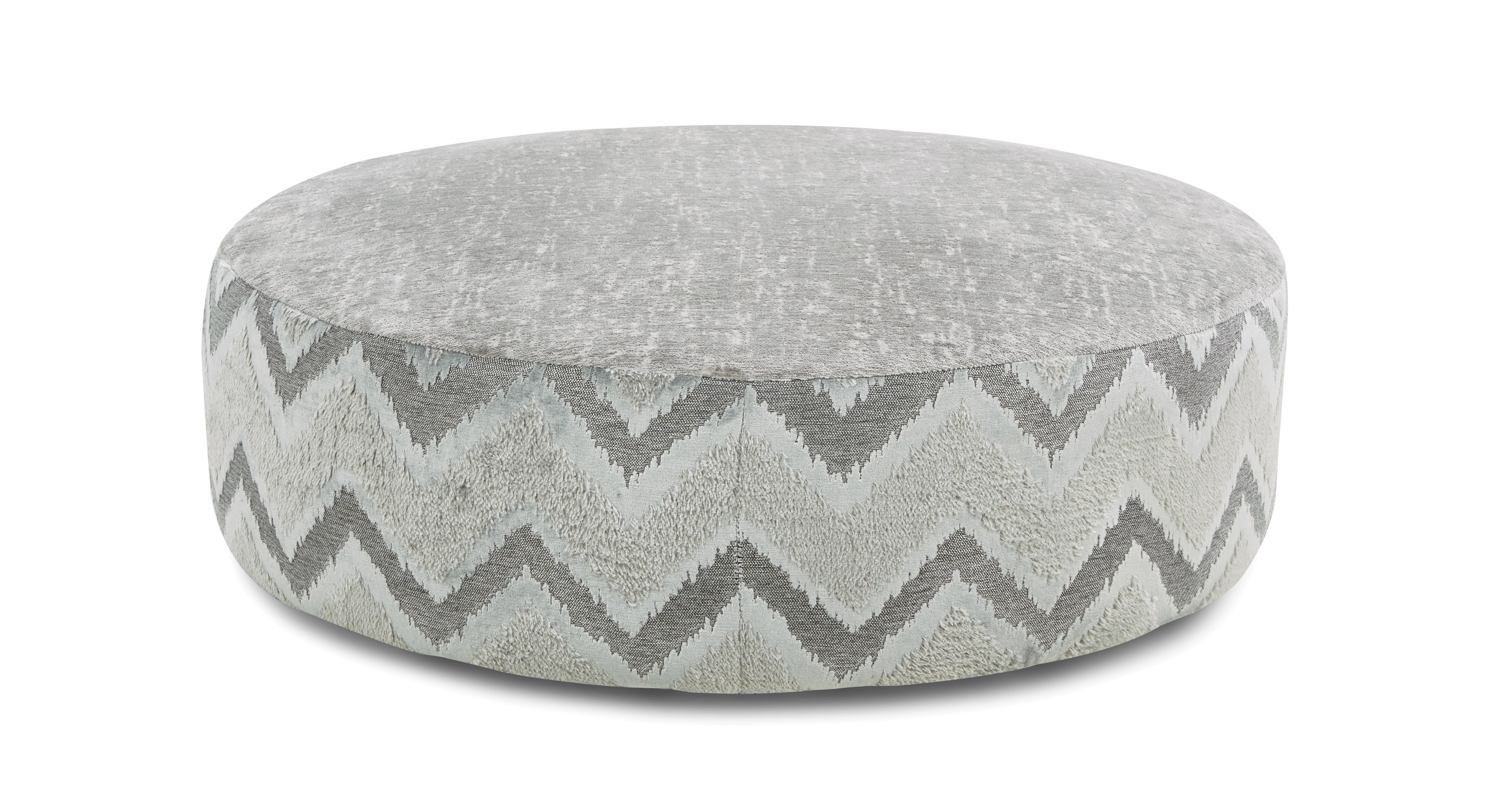 Lawrie Large Round Pattern And Plain Footstool | DFS