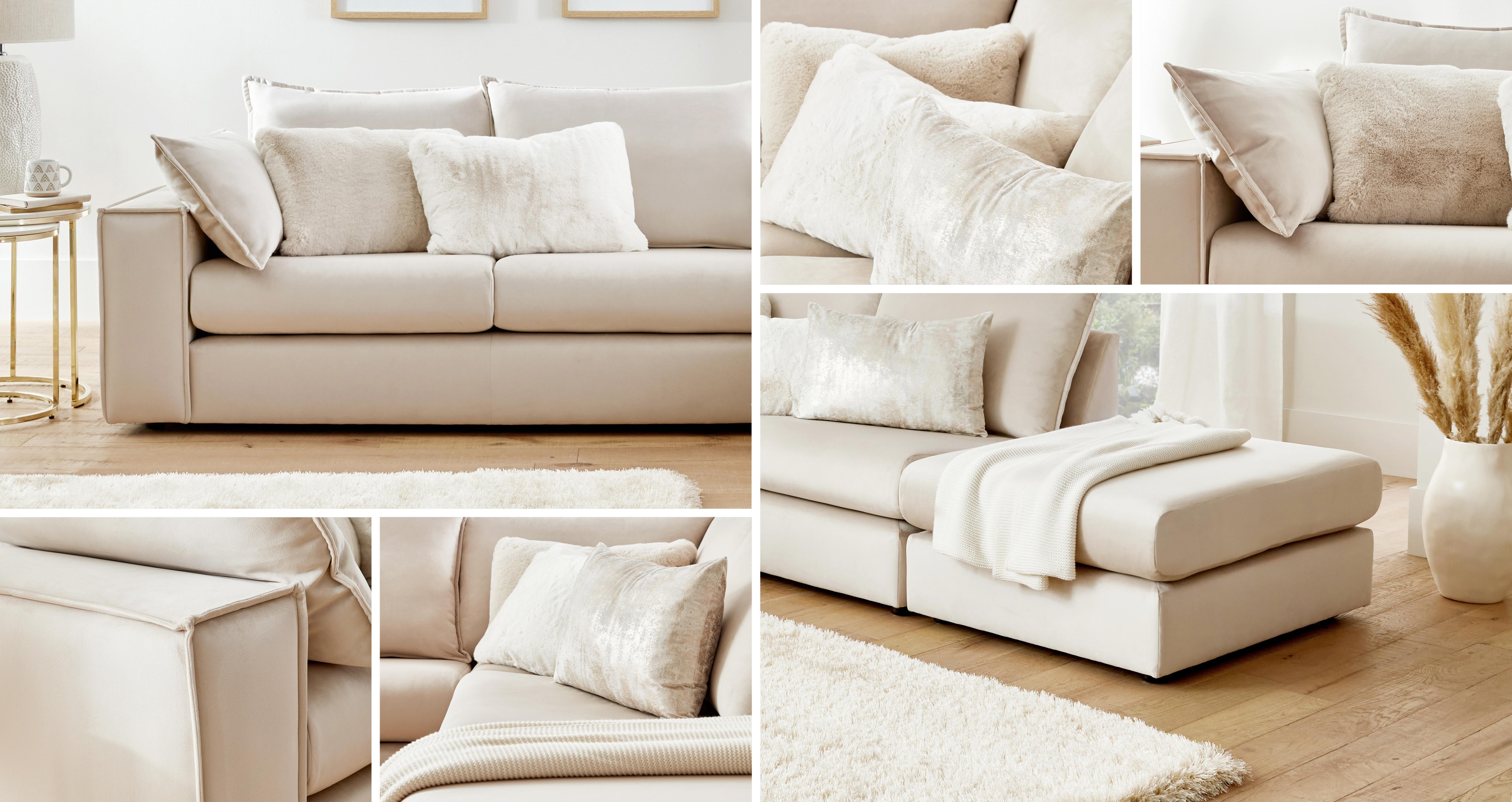 Lovise Velvet Left Hand Facing Arm 3 Piece Open End Corner | DFS