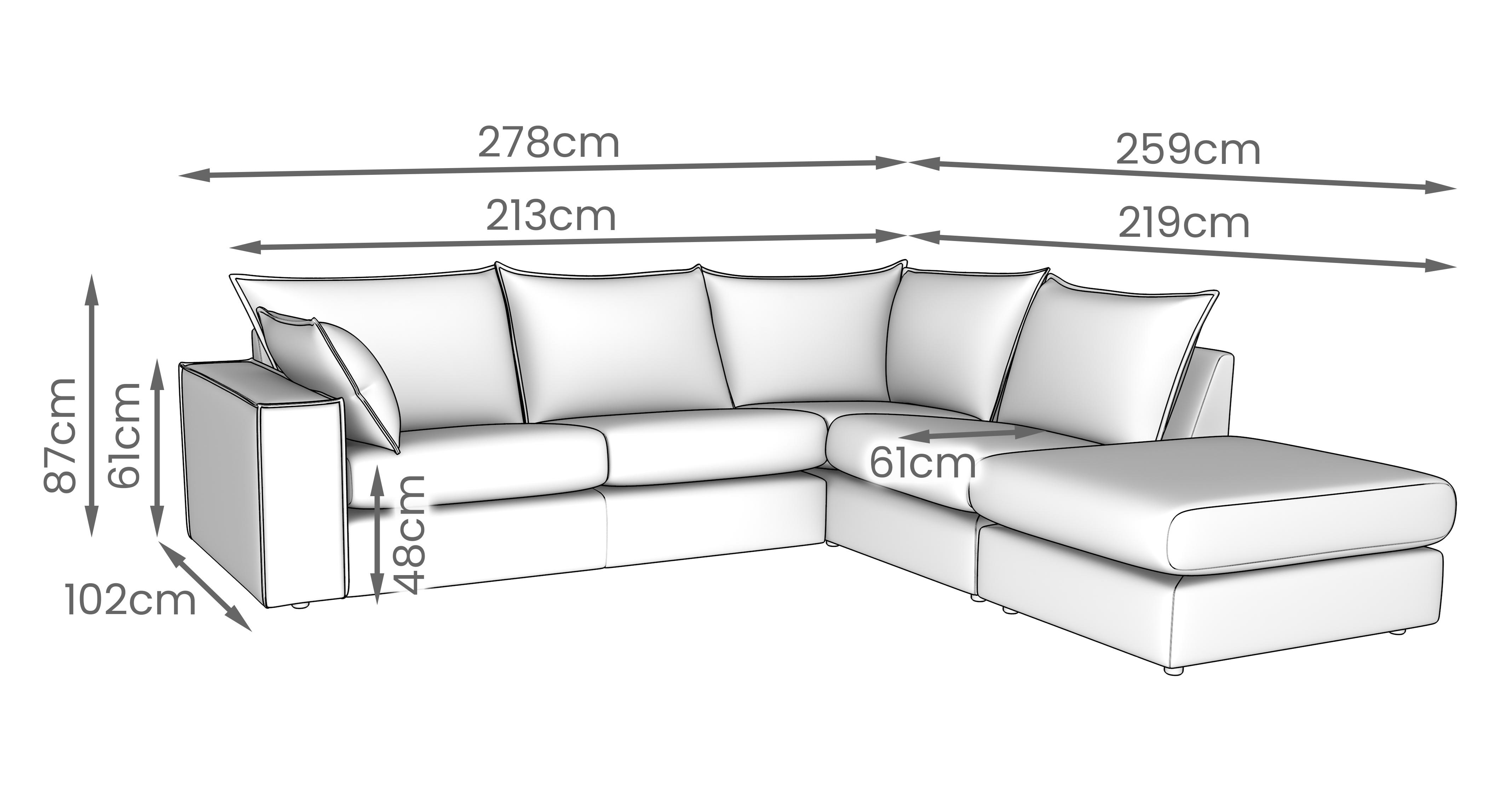 Lovise Velvet Left Hand Facing Arm 3 Piece Open End Corner | DFS