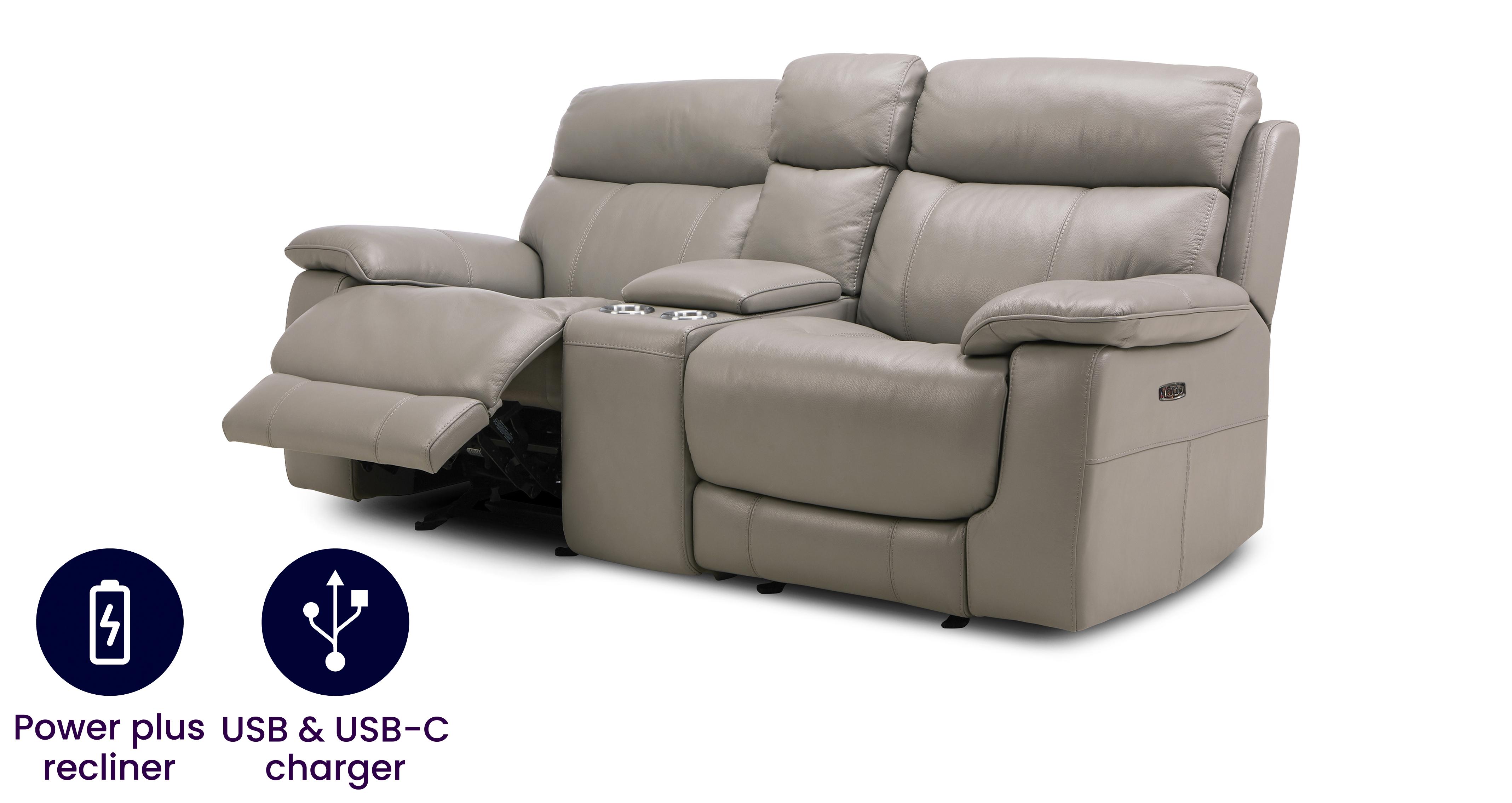 Lucius 2 Seater Power Plus Rocker Recliner Console | DFS