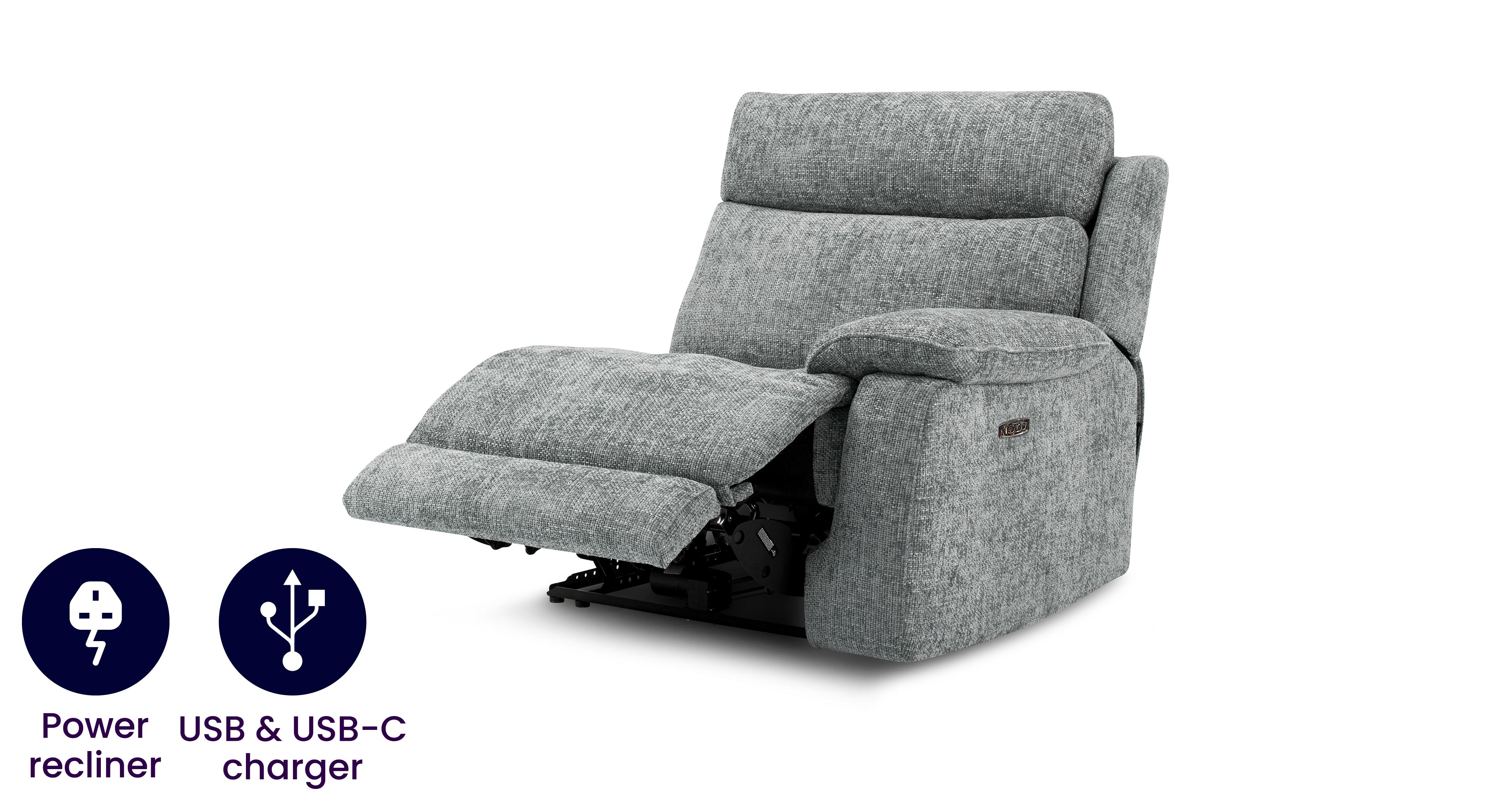 Lucius Right Hand Facing Arm 1 Seat Power Unit | DFS