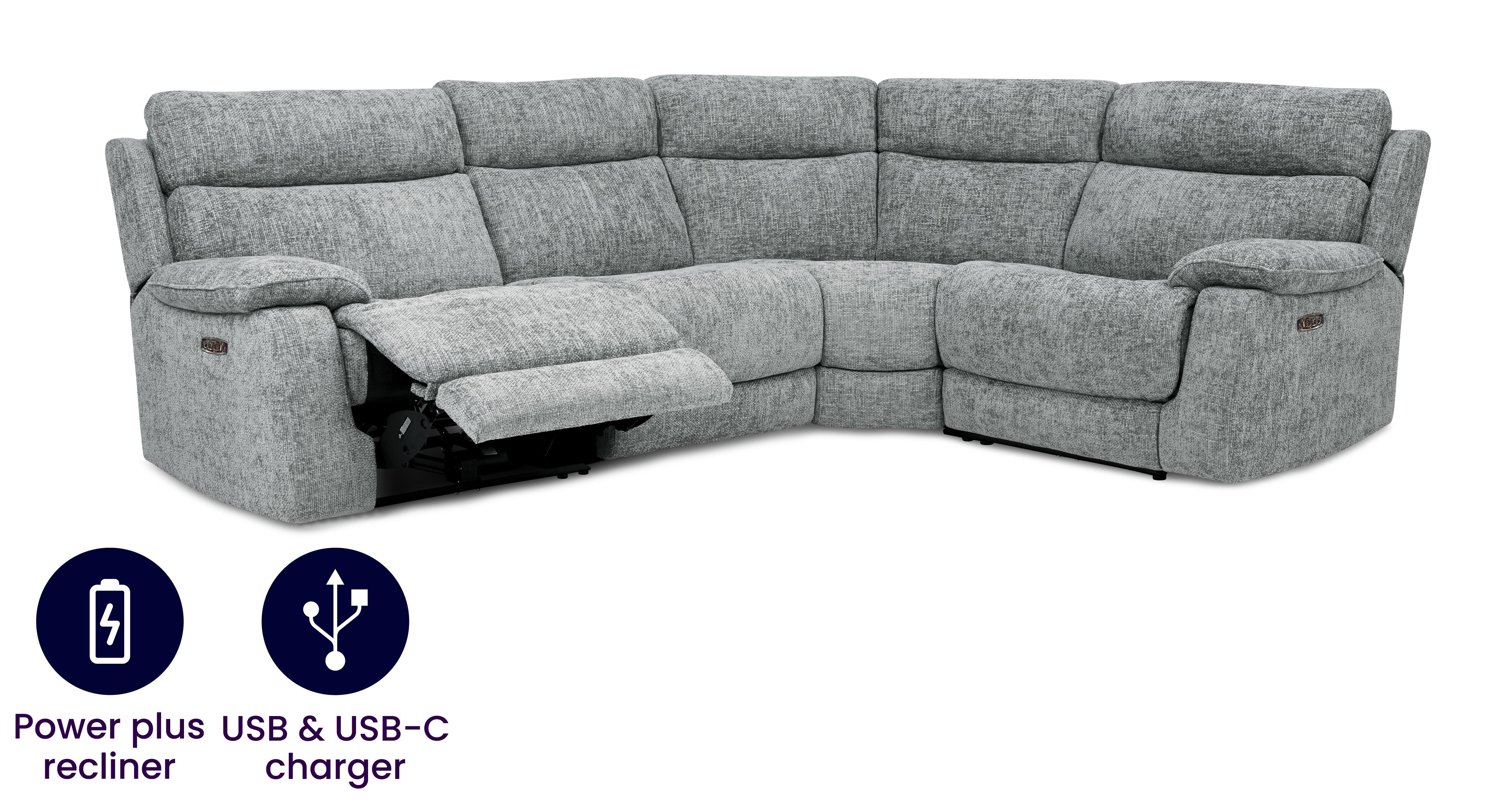 Lucius Option E Left Hand Facing 2 Corner 1 Power Plus Sofa | DFS