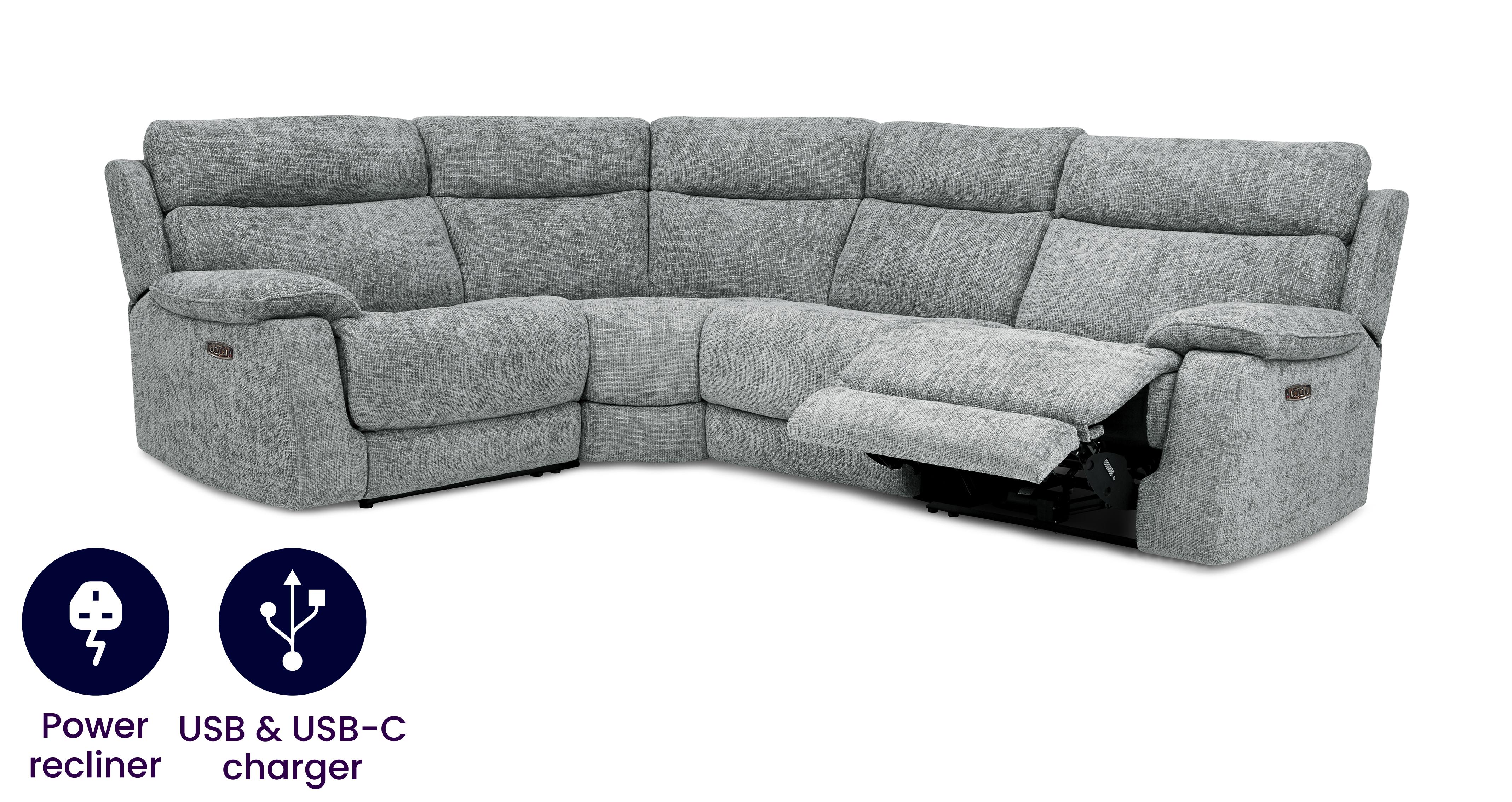 Lucius Option D Right Hand Facing 2 Corner 1 Power Sofa | DFS
