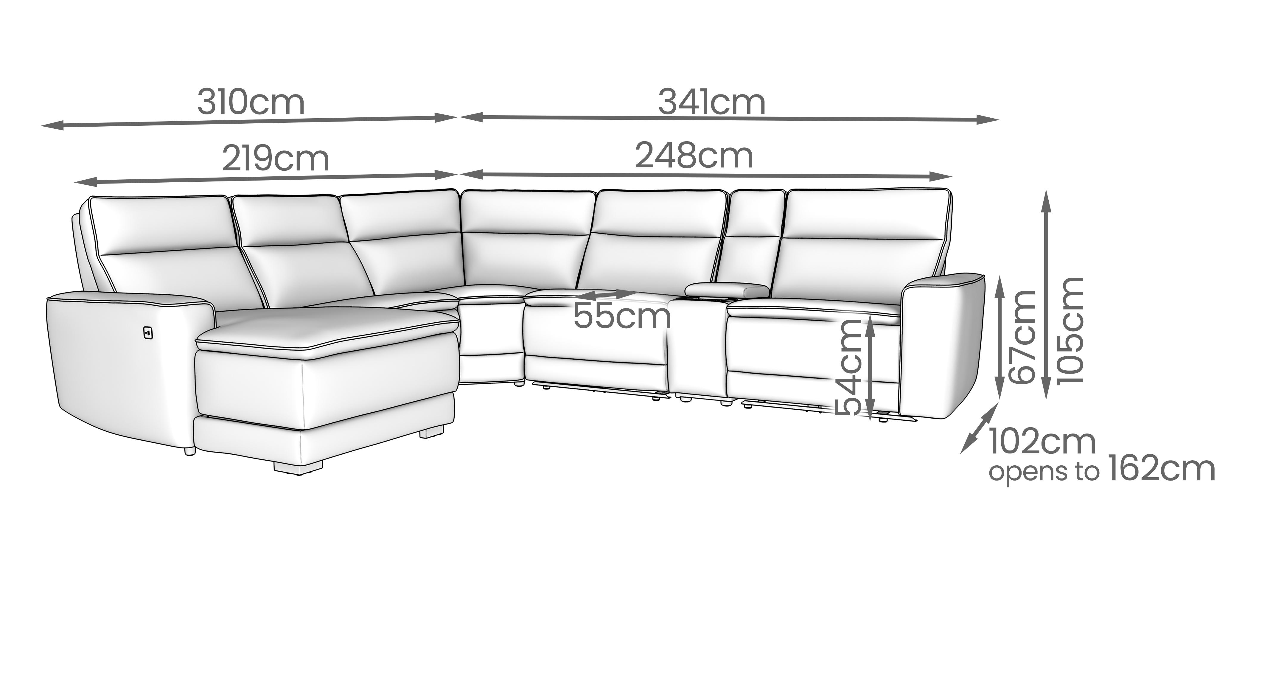 Nomadic Left Hand Facing Storage Chaise 2 Corner 2 With Drop Down Table ...