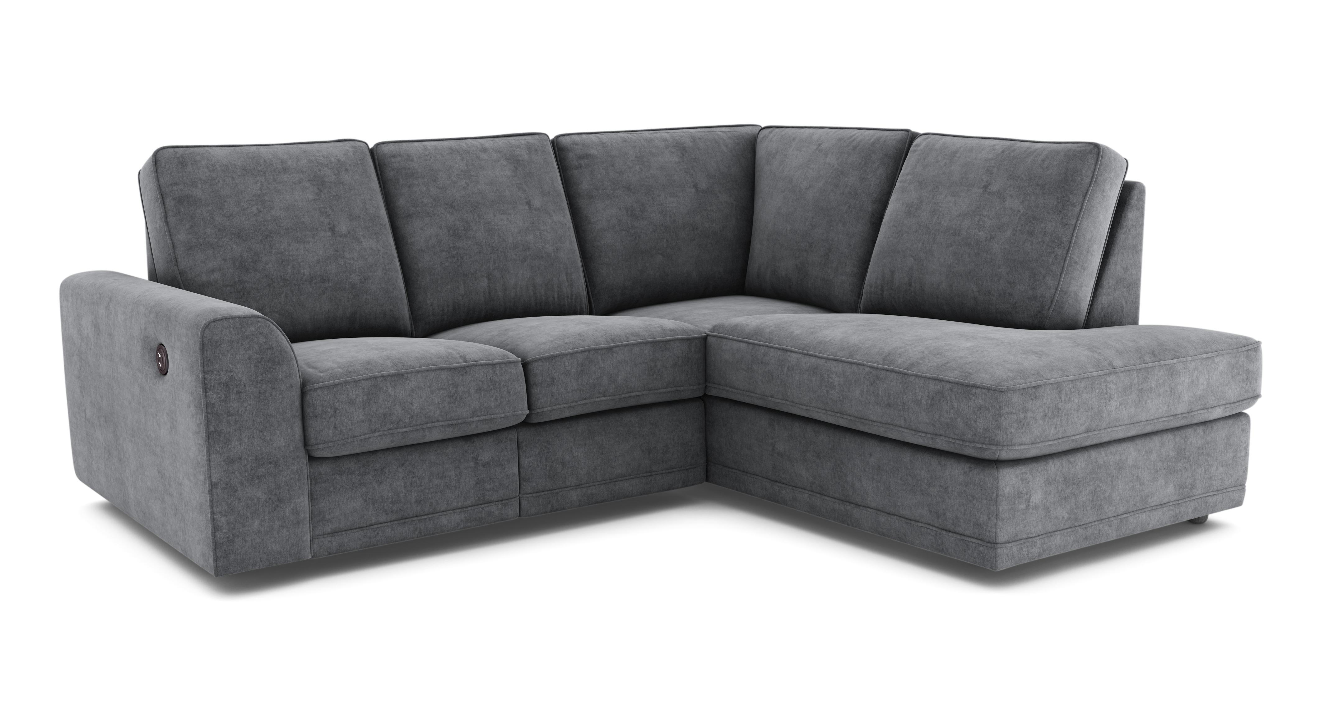 Orka Non Quilted Left Hand Facing Arm Open End Power Recliner Corner Sofa | DFS