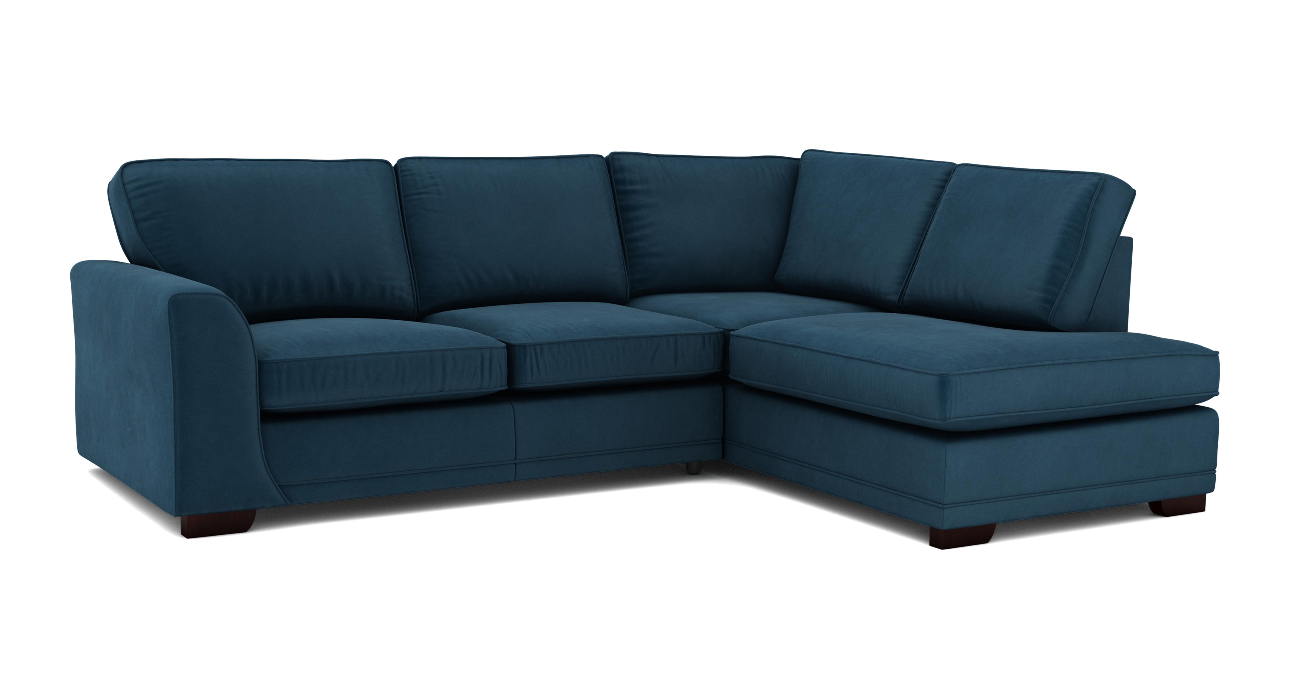 Orka Velvet Non Quilted Left Hand Facing Arm Open End Corner Sofa | DFS