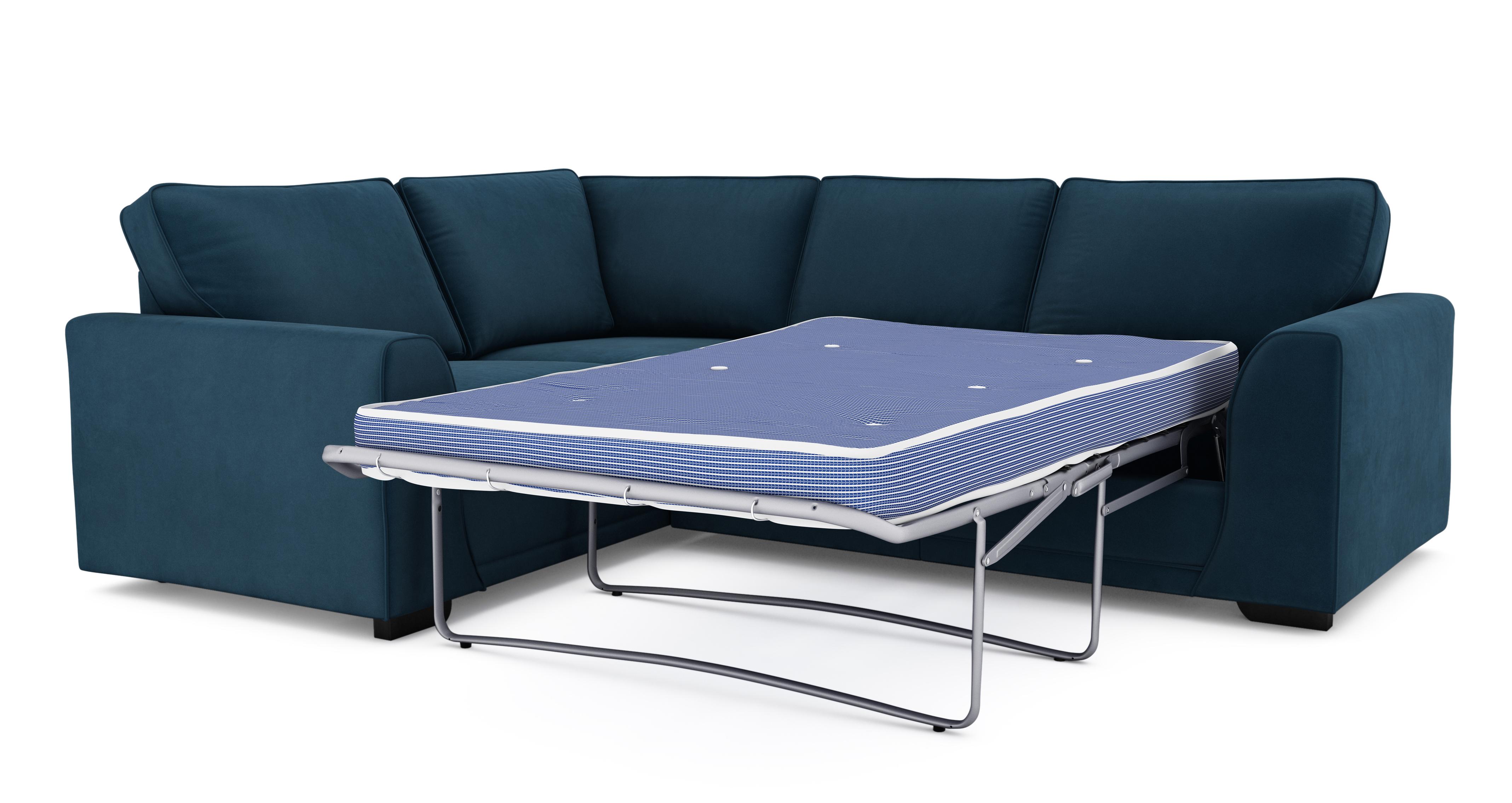Orka Velvet Non Quilted Right Hand Facing 2 Seater Deluxe Corner Sofa ...