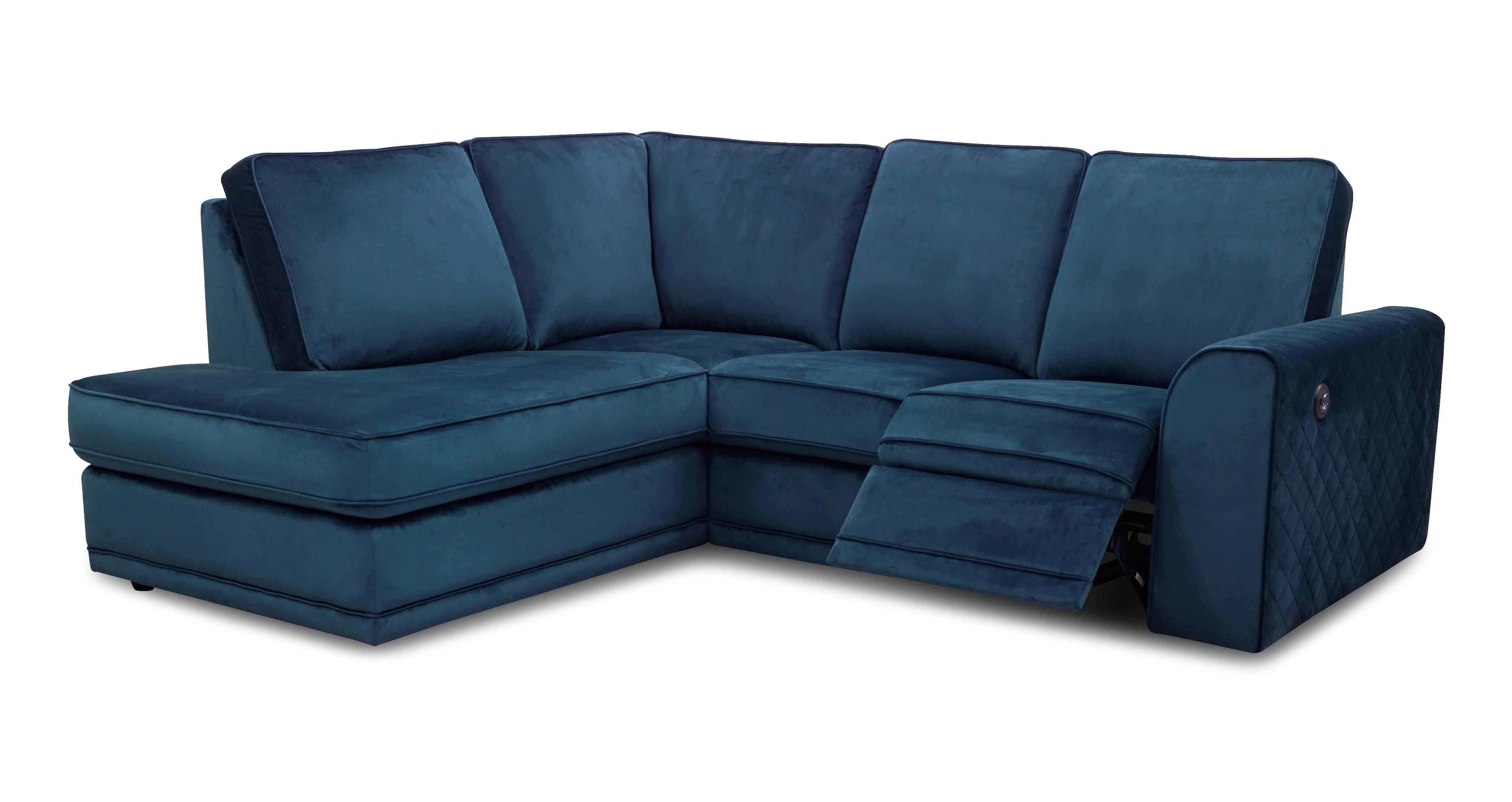 Orka Velvet Right Hand Facing Arm Open End Power Recliner Corner Sofa | DFS