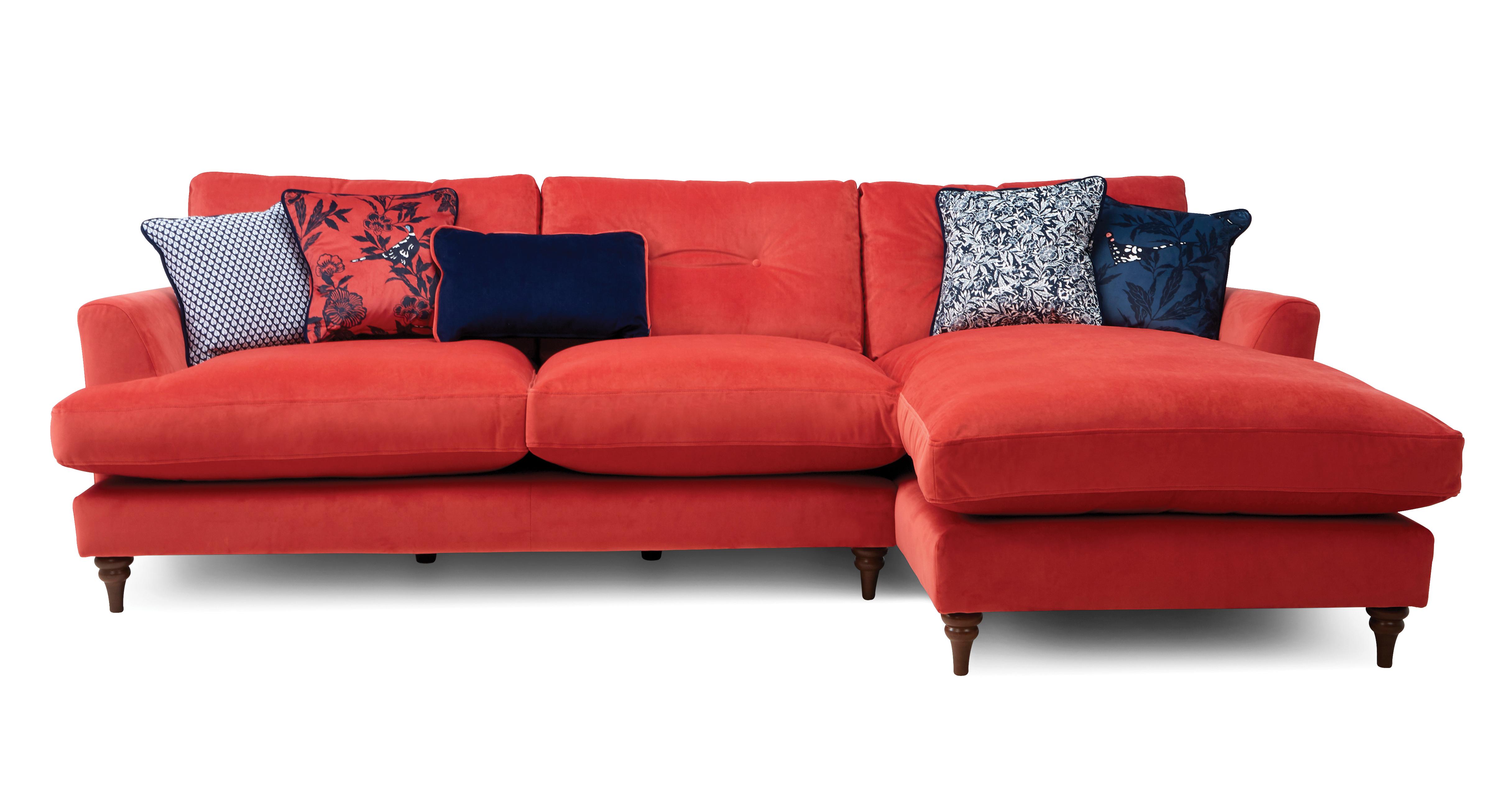 Patterdale Velvet Right Hand Facing Large Chaise Sofa | DFS