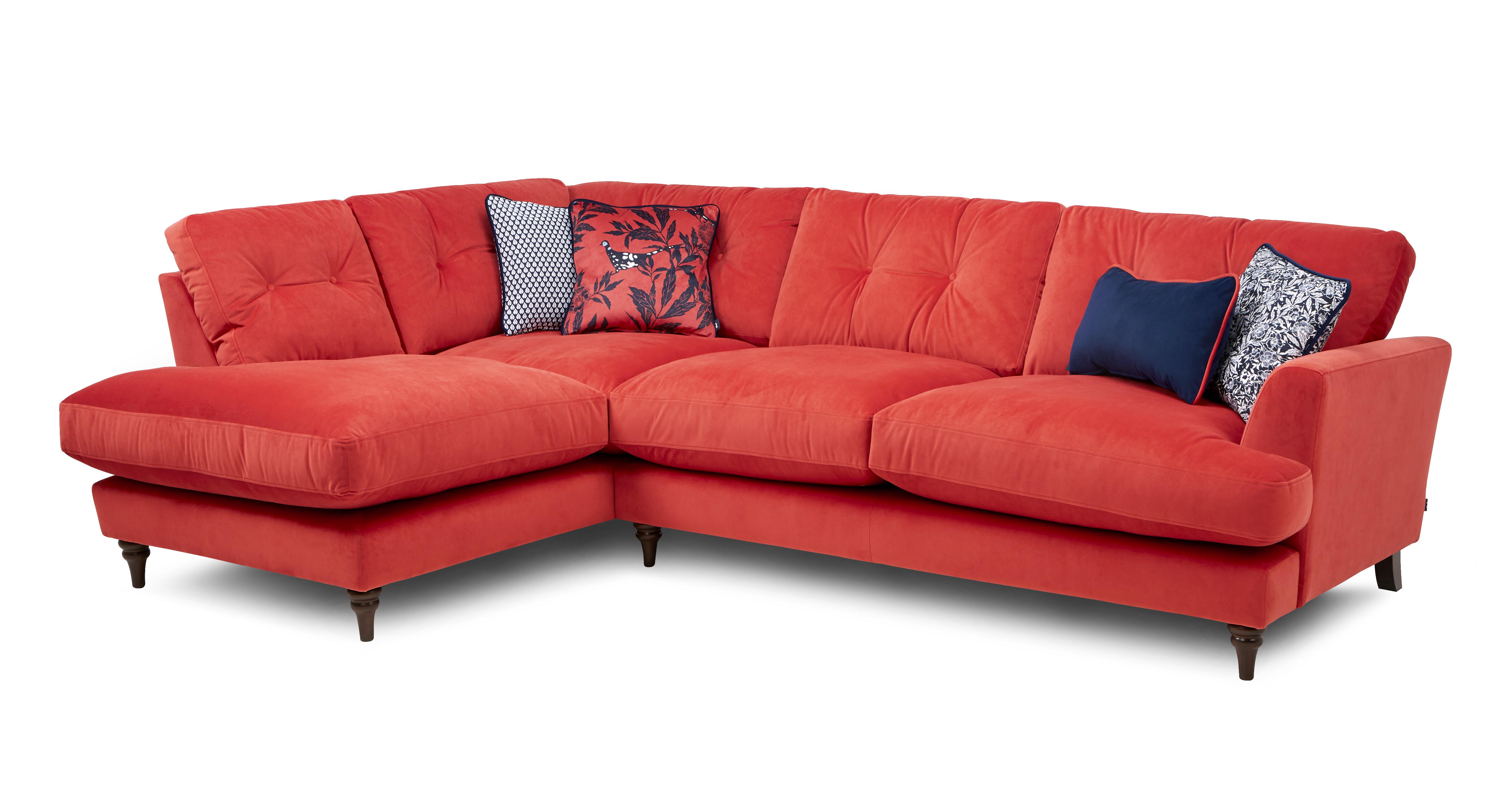 Patterdale Velvet Right Hand Facing 3 Seat Open End Corner DFS