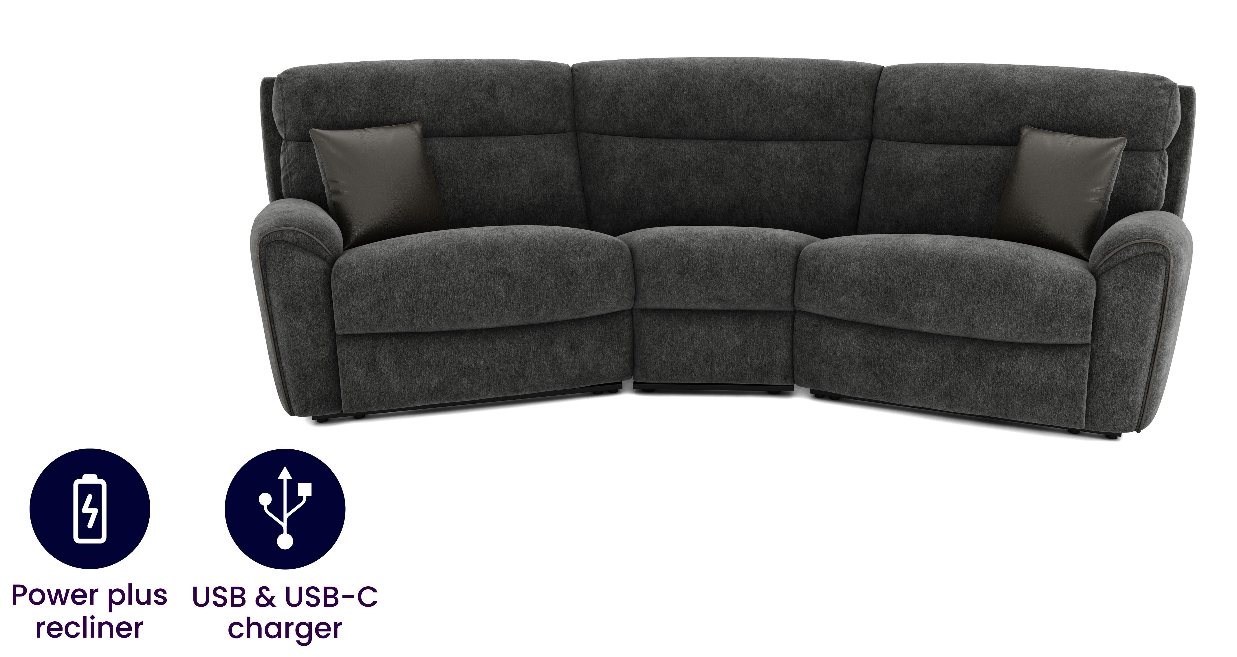 Pittsburgh 4 Seater Curved Power Plus Recliner With Headrest Tilt And ...