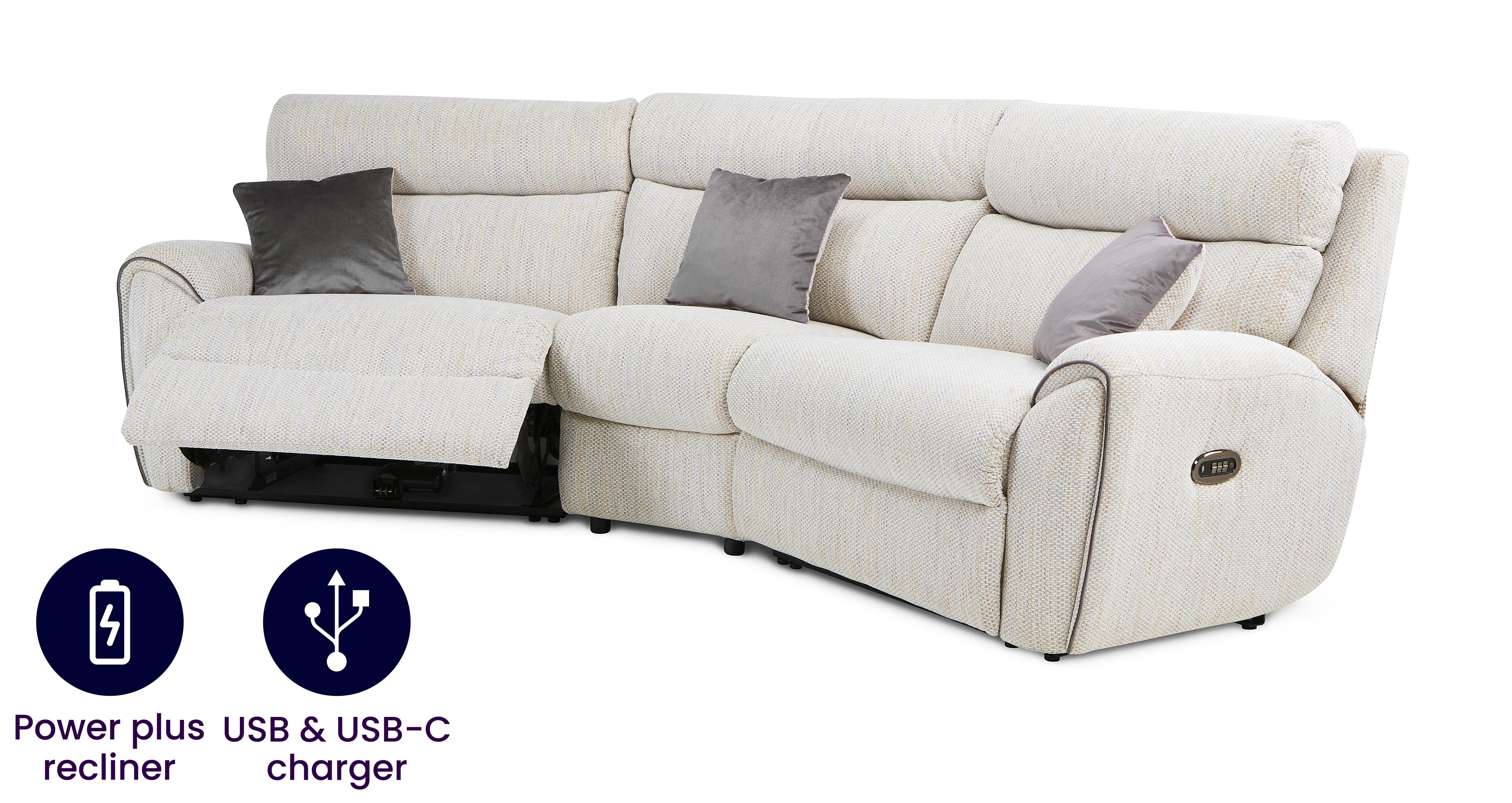 Pittsburgh 4 Seater Curved Power Plus Recliner With Headrest Tilt And ...