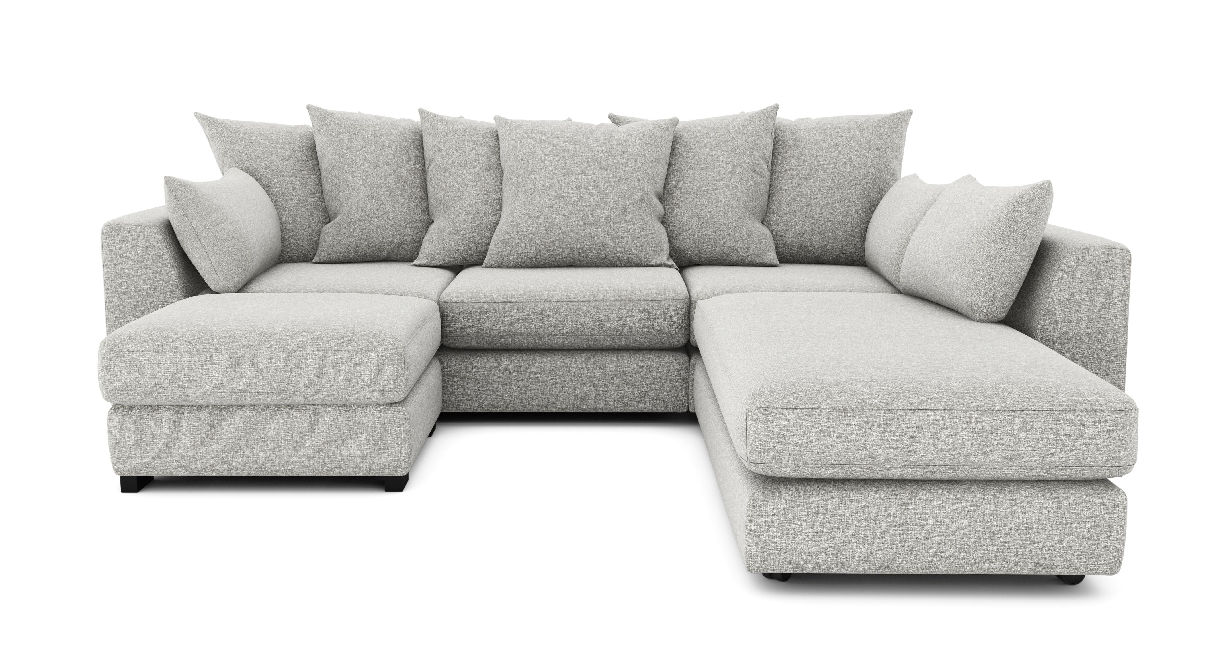 Plush Pillow Back Right Hand Facing 3 Piece Swivel Sofa Bed Chaise | DFS