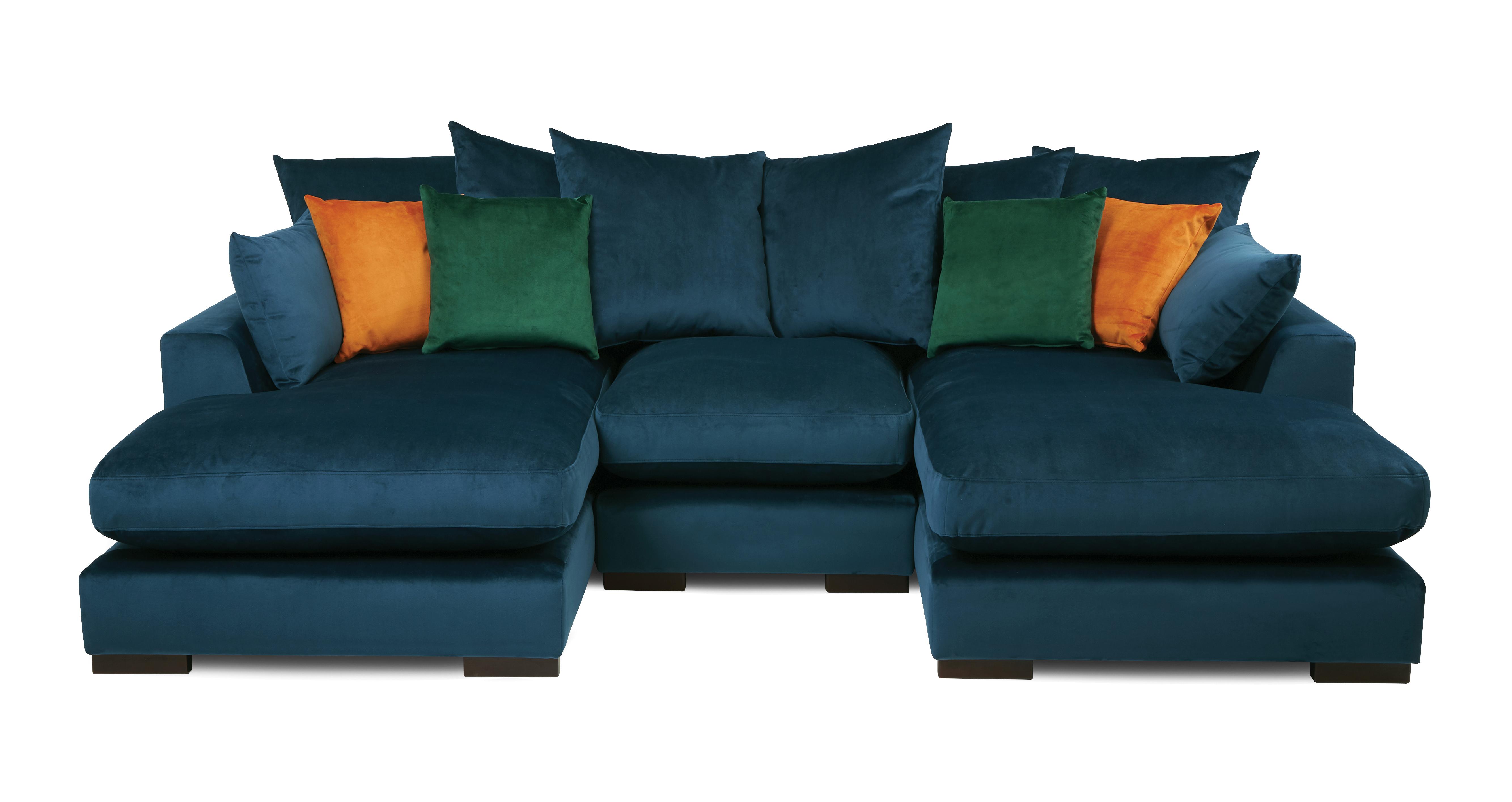 Plush Velvet Pillow Back Small Double Ended Chaise | DFS