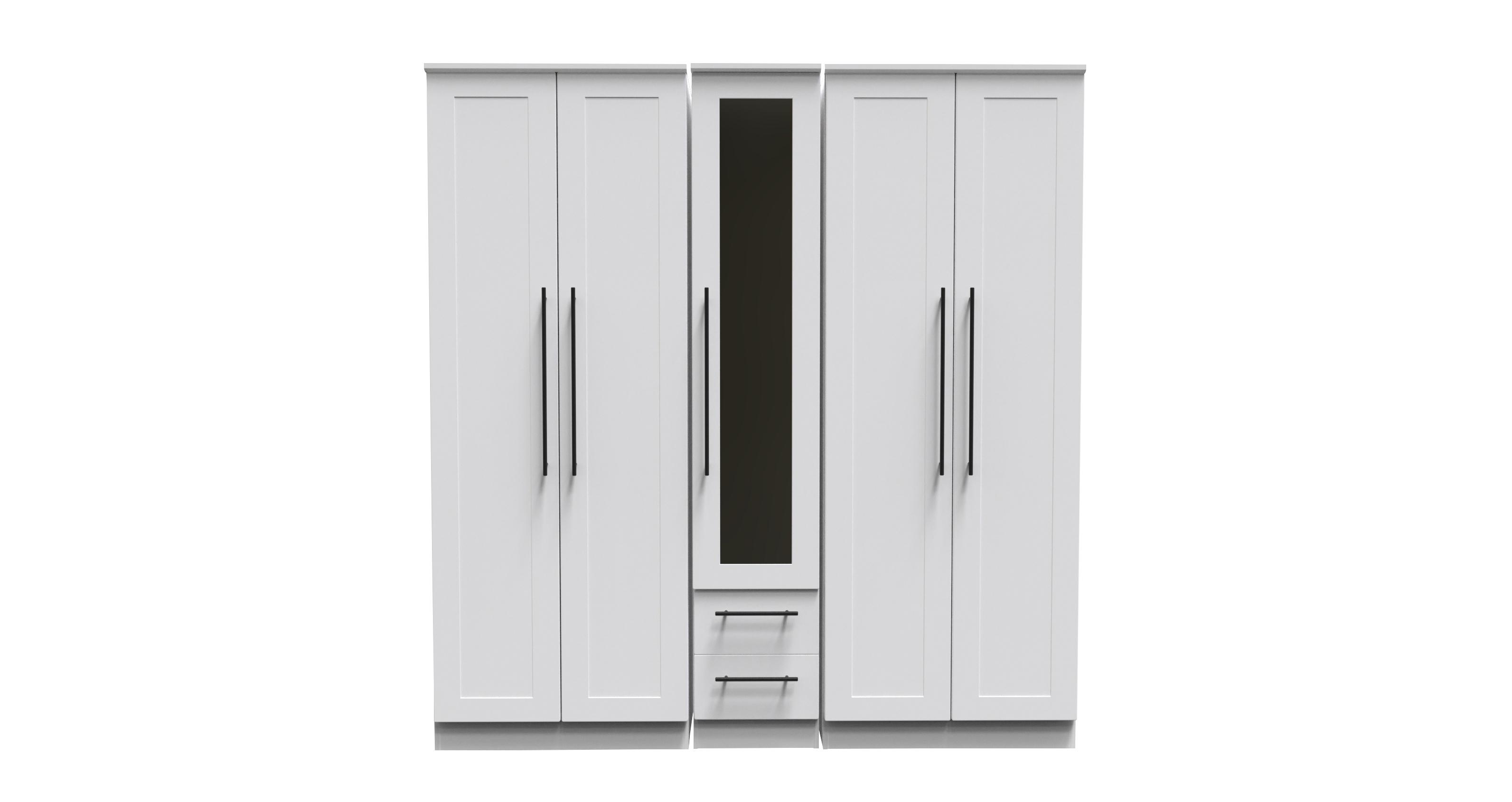 Reed Tall 5 Door 2 Drawer Mirrored Wardrobe | DFS