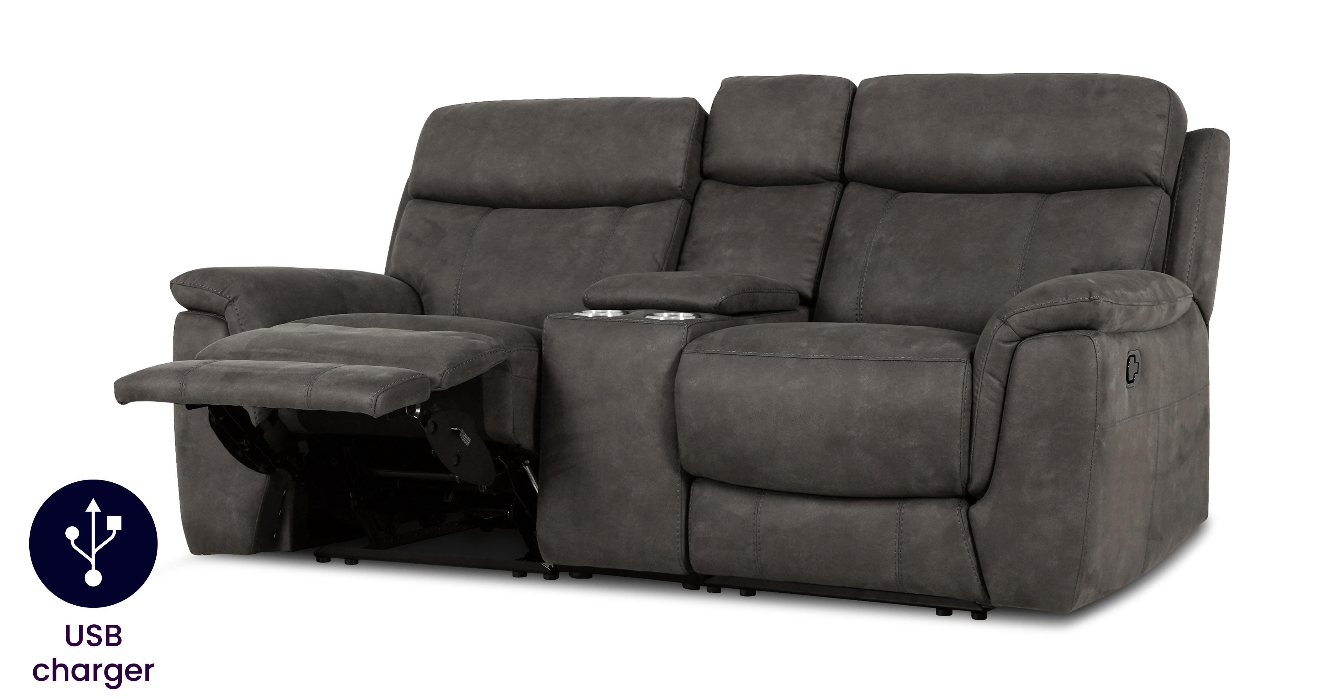 Ronan 2 Seat Manual Recliner And Storage USB Console | DFS
