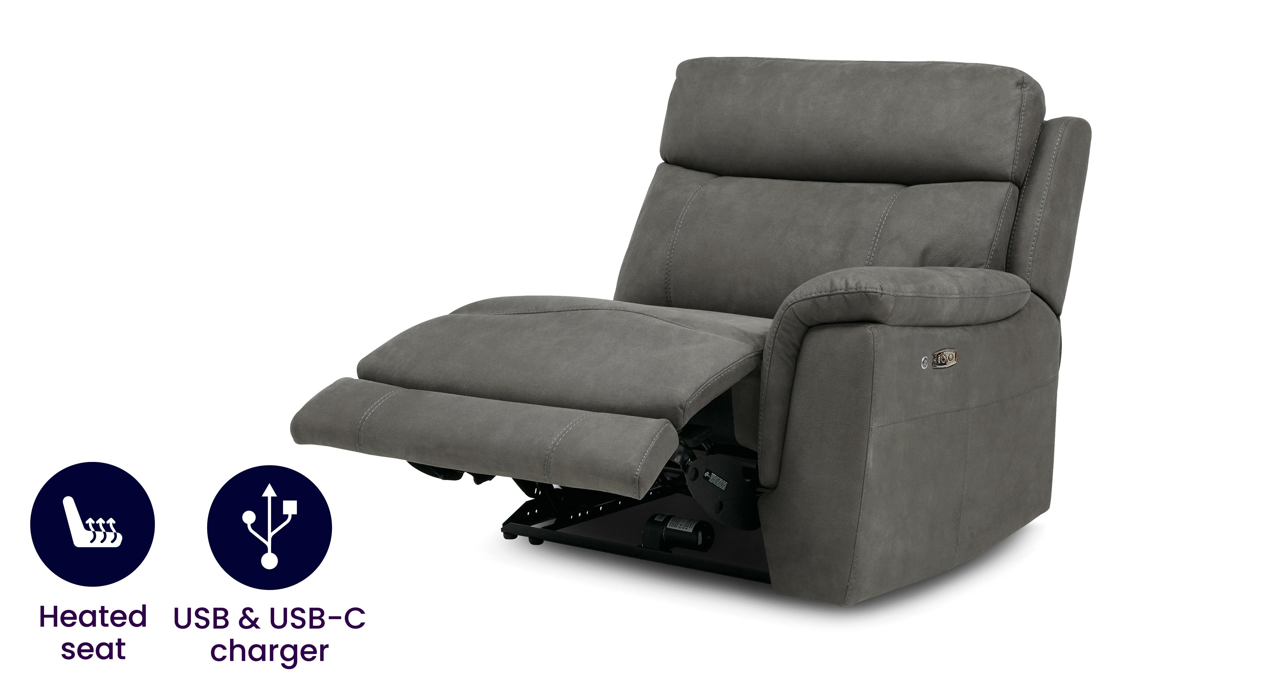 Ronan Right Hand Facing Arm 1 Seat Power Heated Recliner Unit | DFS