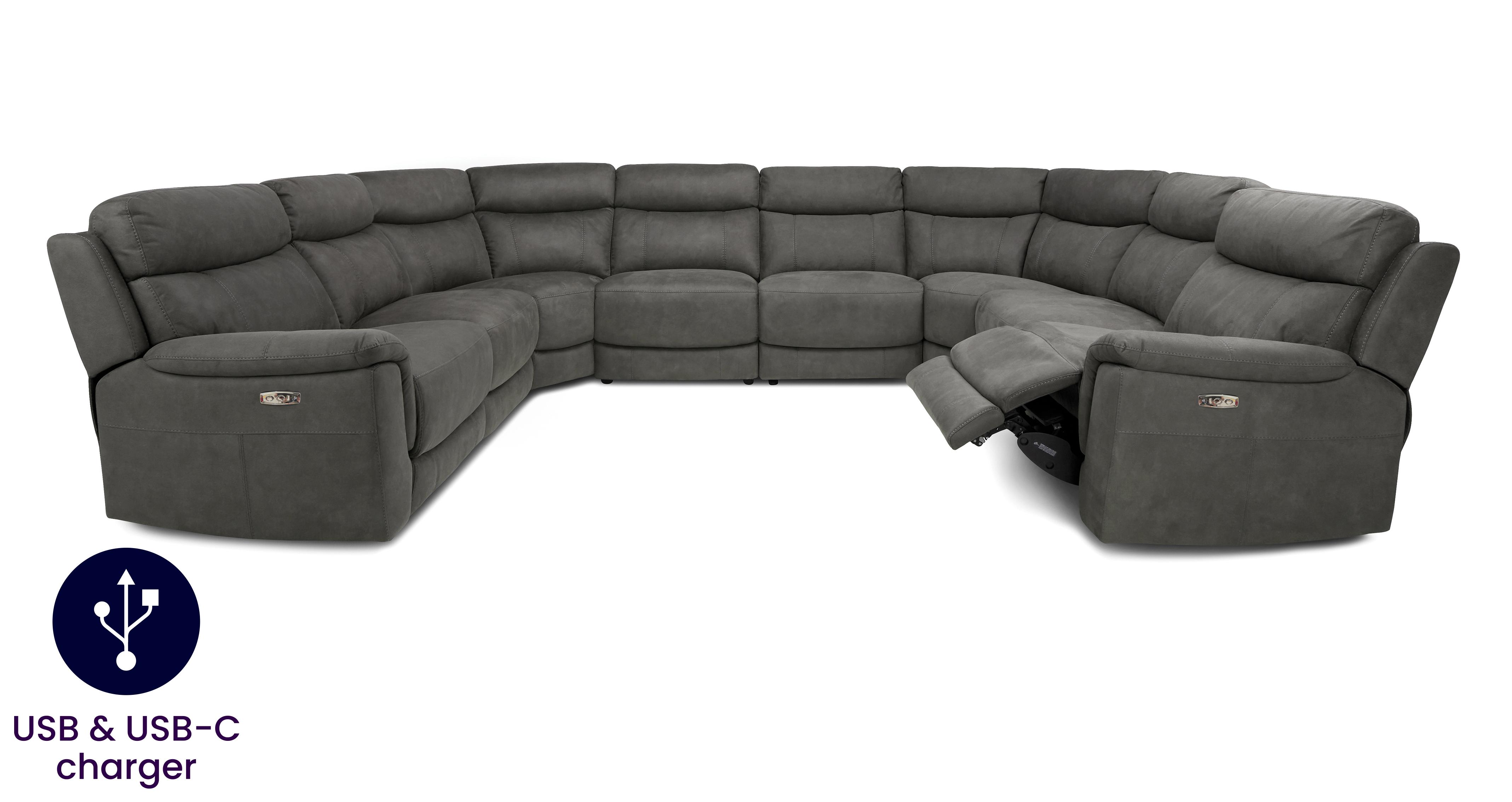Ronan Option O Power 8 Piece U Shape Sofa | DFS
