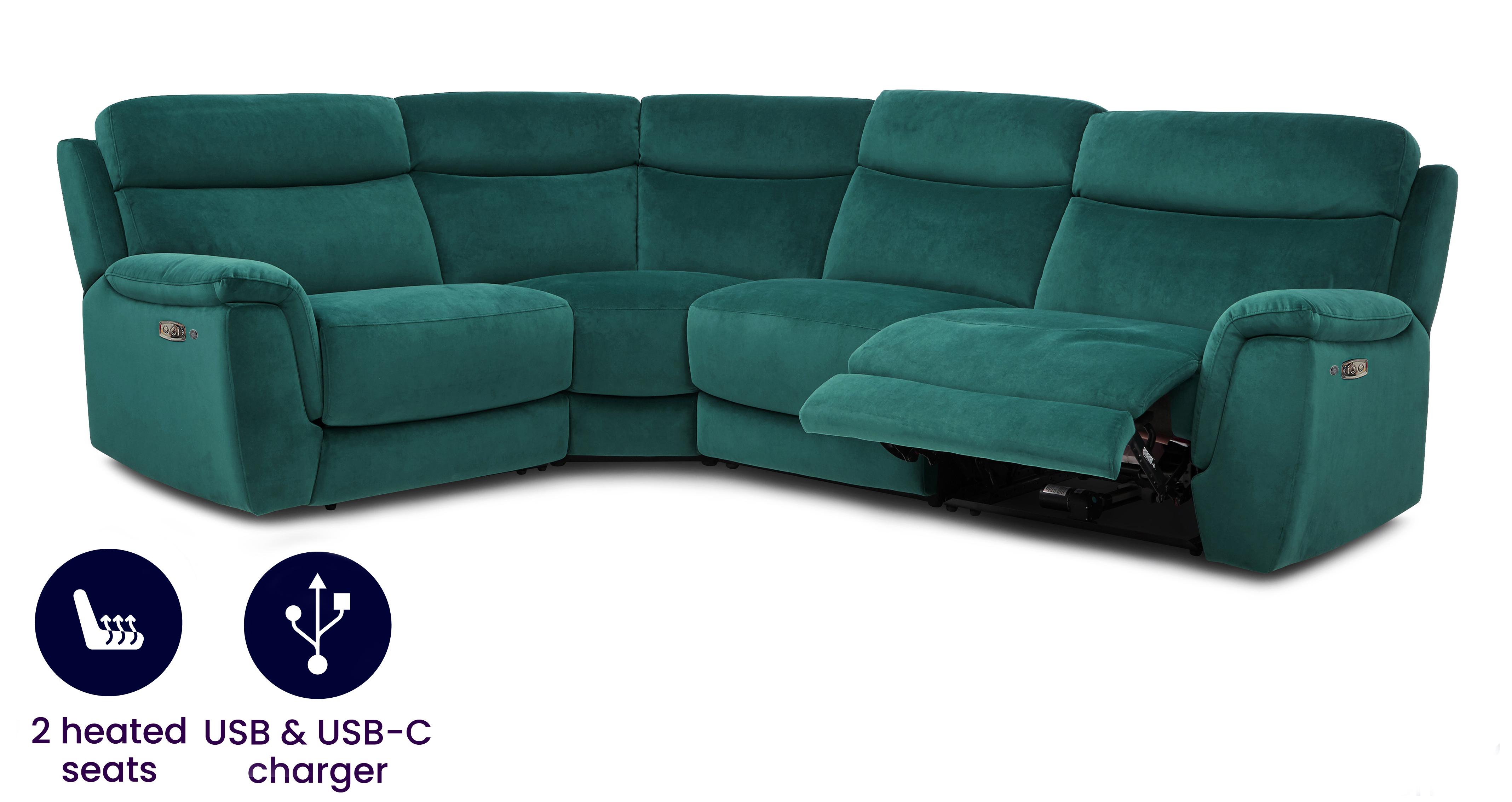 Ronan Velvet Option S Right Hand Facing 2 Corner 1 Heated Power Corner ...
