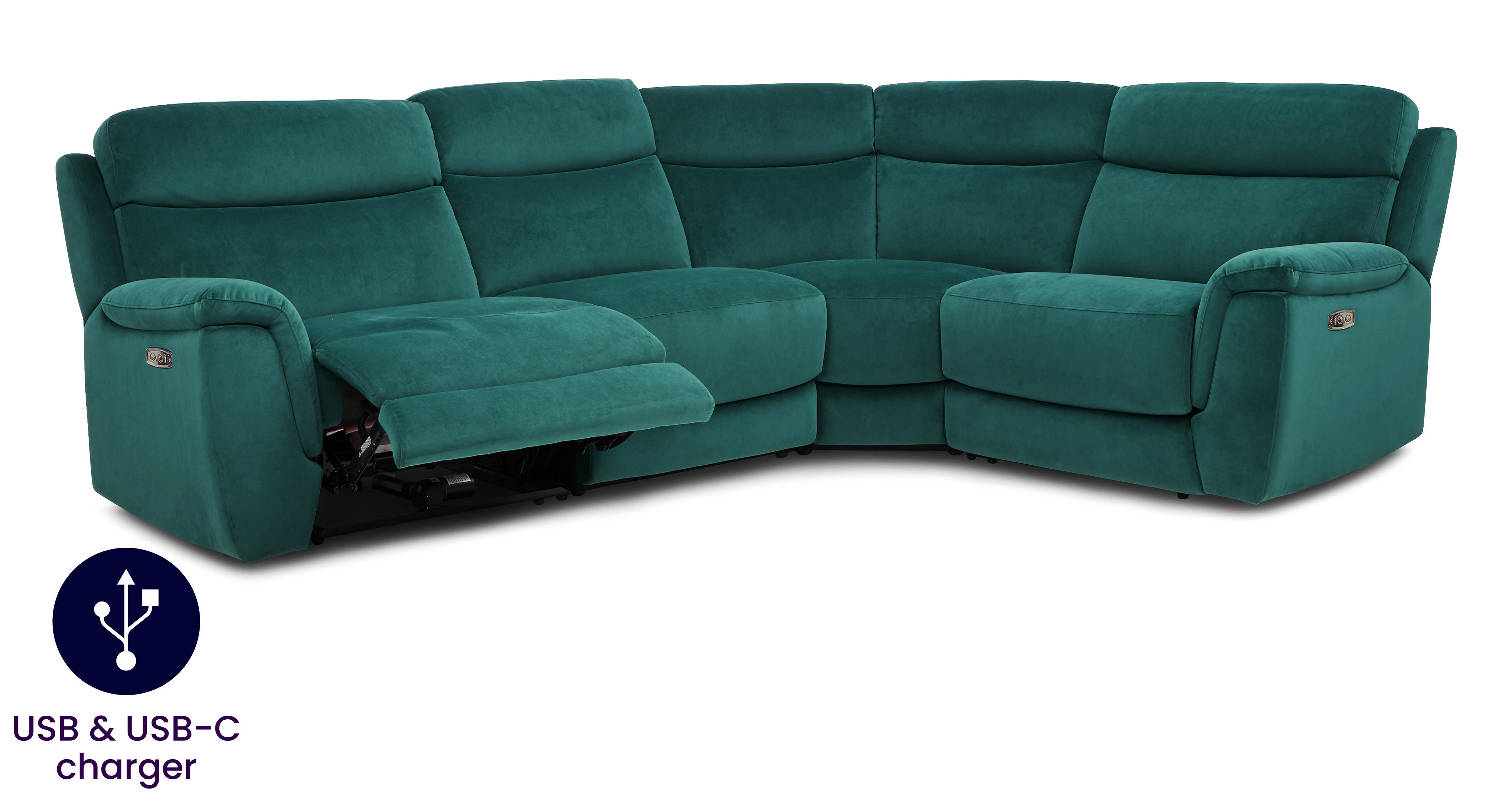 Ronan Velvet Option K Power Plus Left Hand Facing 2 Corner 1 | DFS